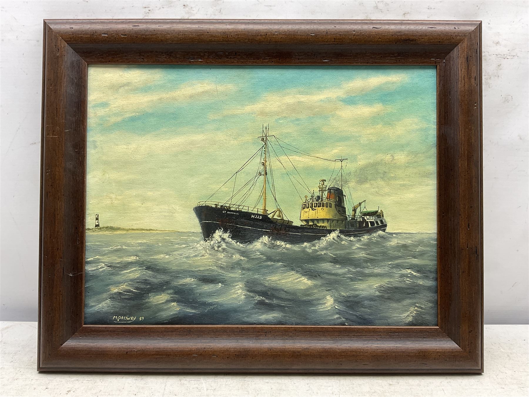 M Drewry (British 20th century): St Romanus Hull Trawler off Spurn ...