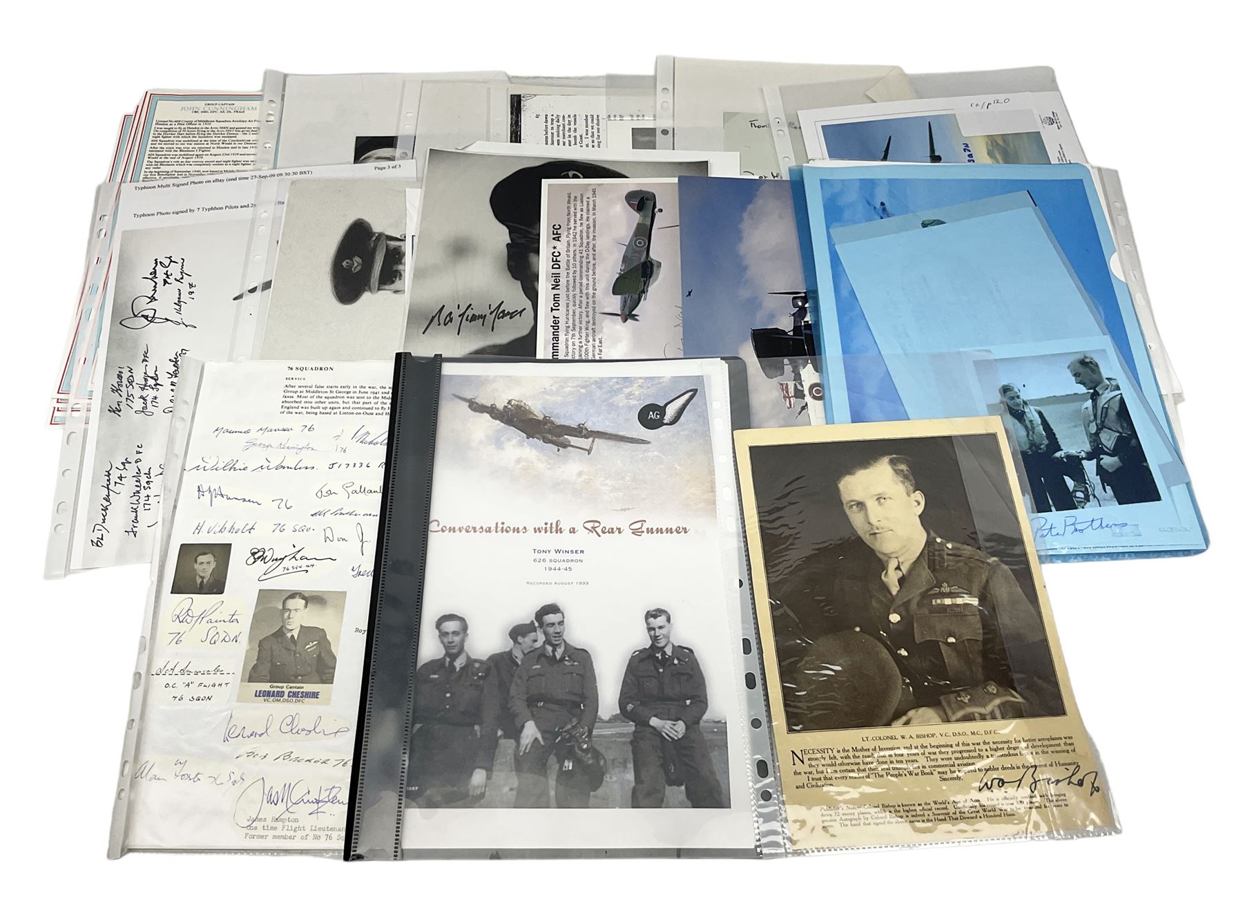 76 Squadron - small archive of photographs, signatures etc; signed copy ...