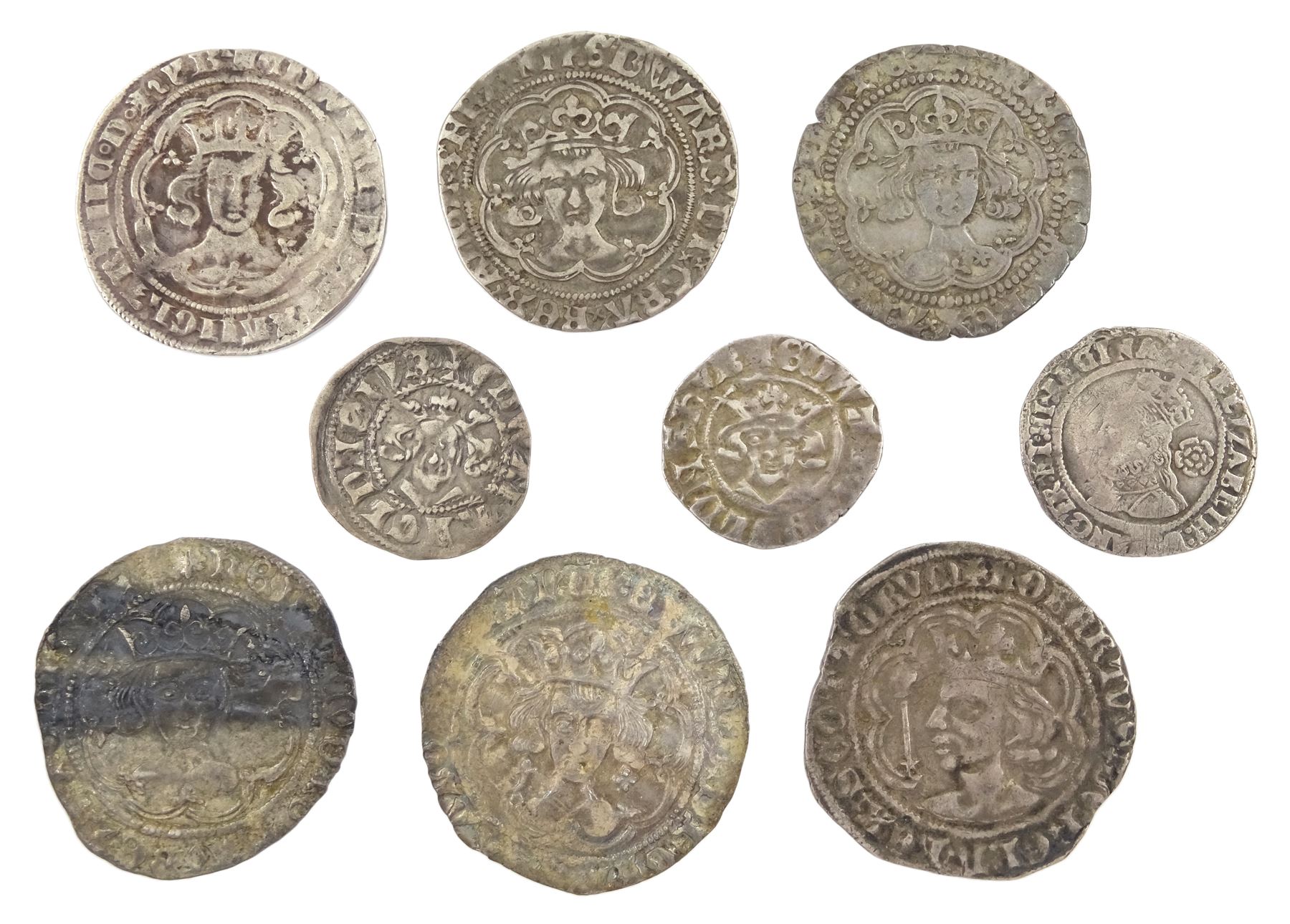 Collection of nine hammered silver coins including Edward III (1327-77 ...
