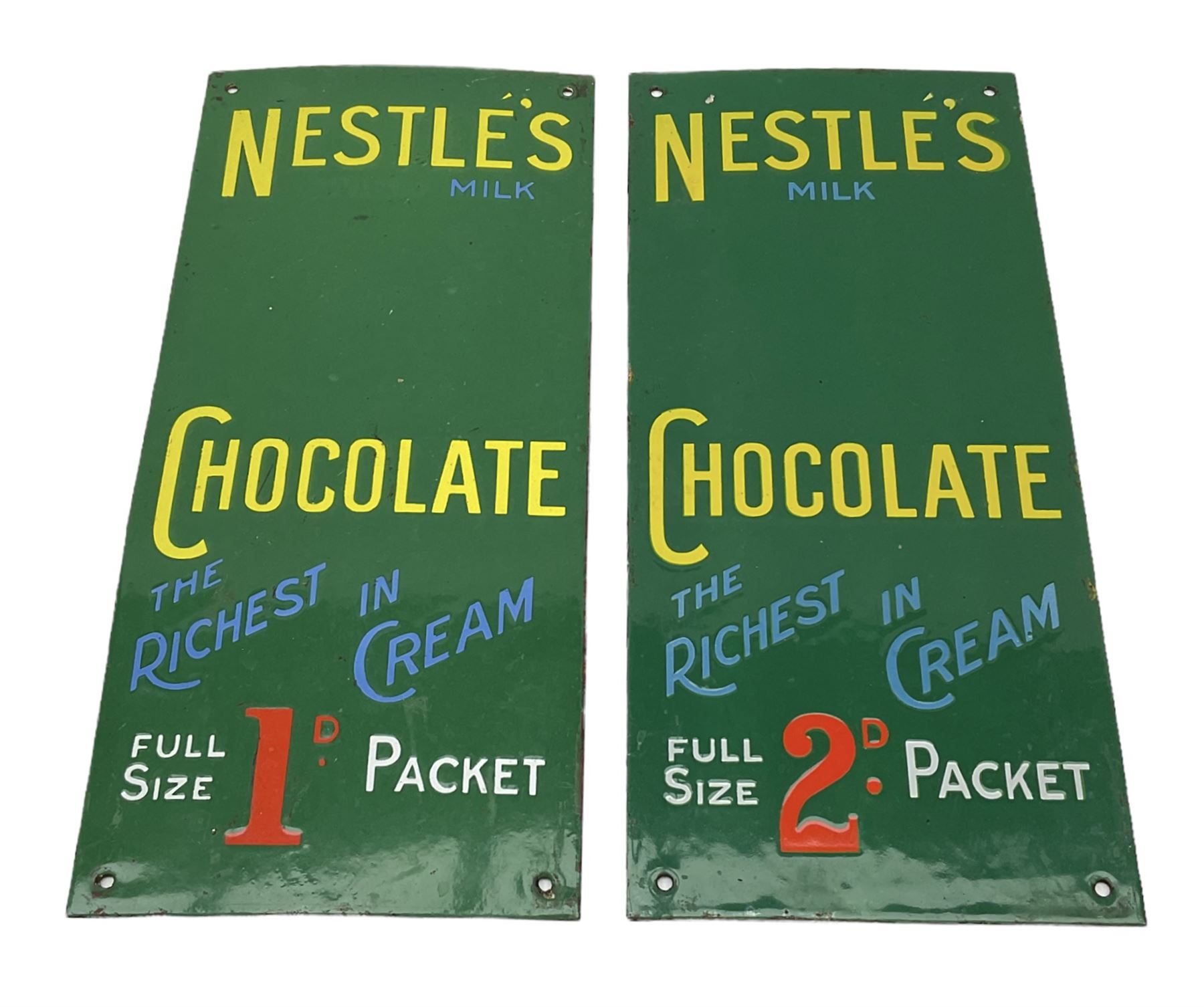 Two green enamel vending machine signs 'Nestle's Milk C | Railwayana ...