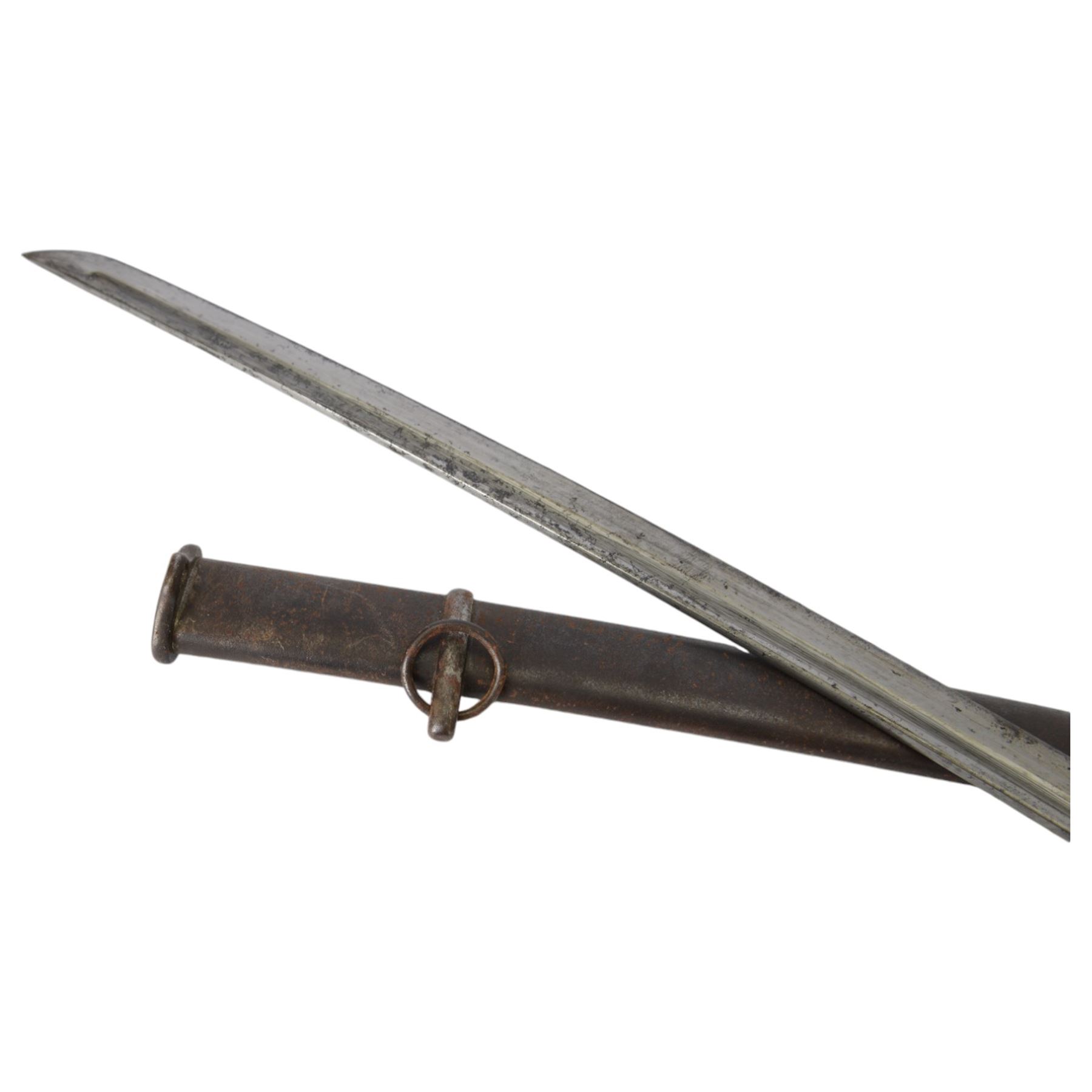 Japanese cavalry sword, curved single edge blade, with steel guard and ...
