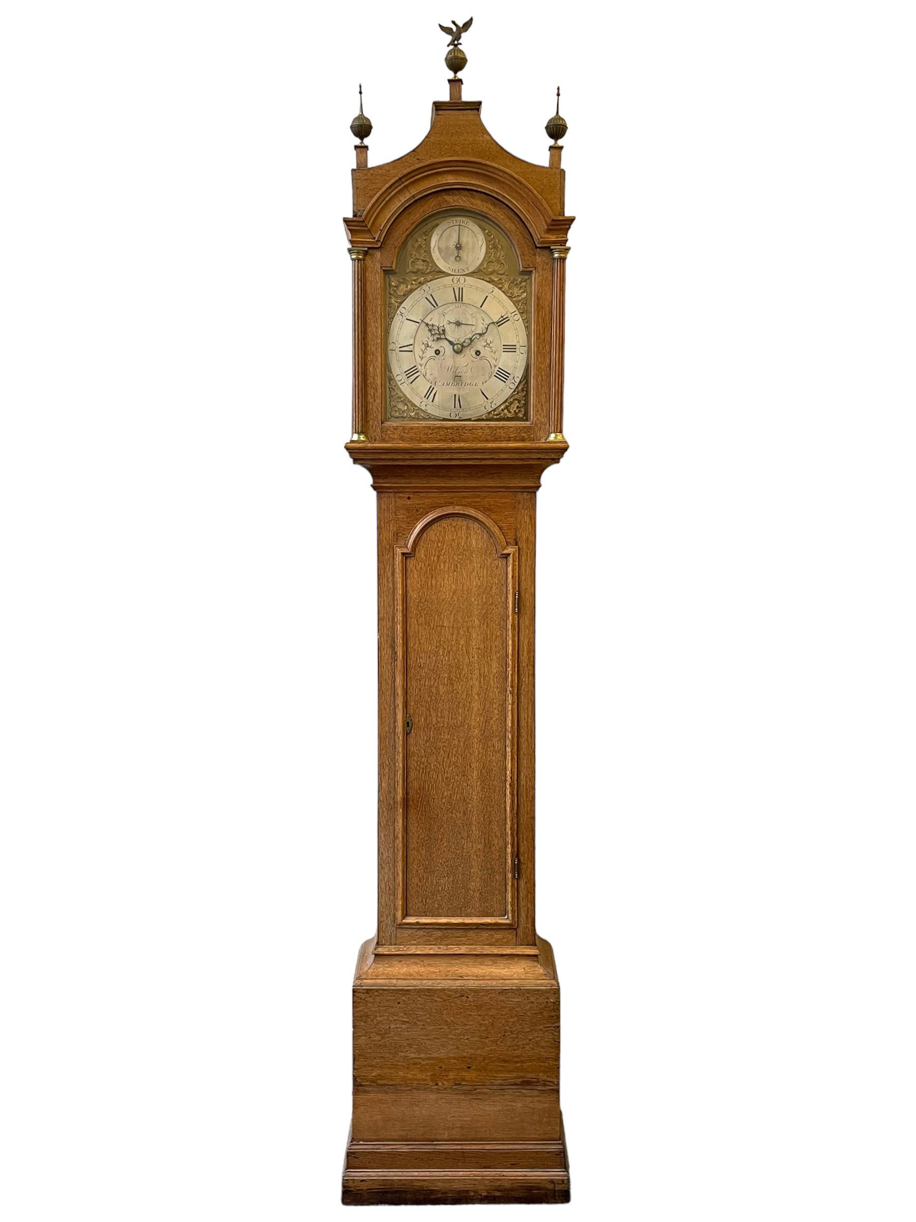 William Wilson of Cambridge - George III oak cased 8-day longcase clock ...