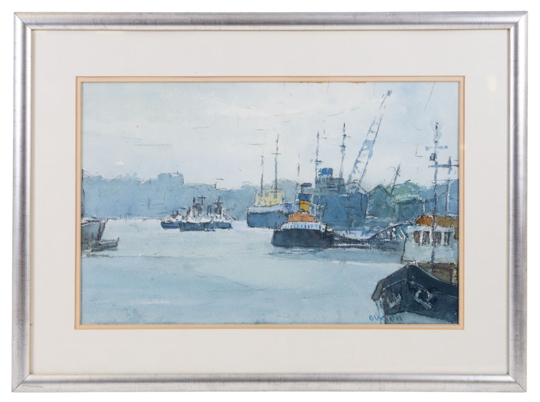 Alfred Ainslie O'Brien (Northern British 1912-1988): Boats on the Tyne ...