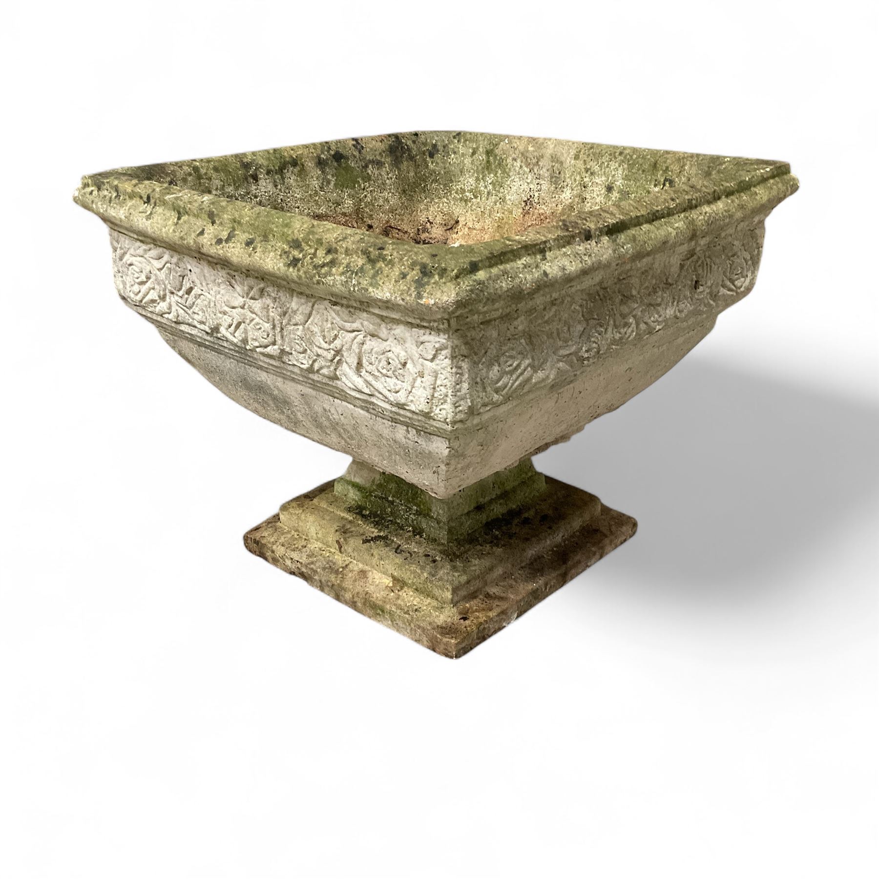 Pair of square cast stone urn planters | Planters, Statuary ...