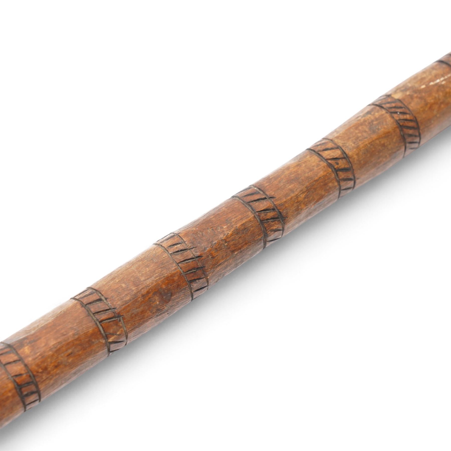 Aboriginal club with bulbous end carved with small tria | Wood, Metal ...