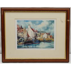 Jack Rigg (British 1927-): Scottish Harbour, colour print signed in ...