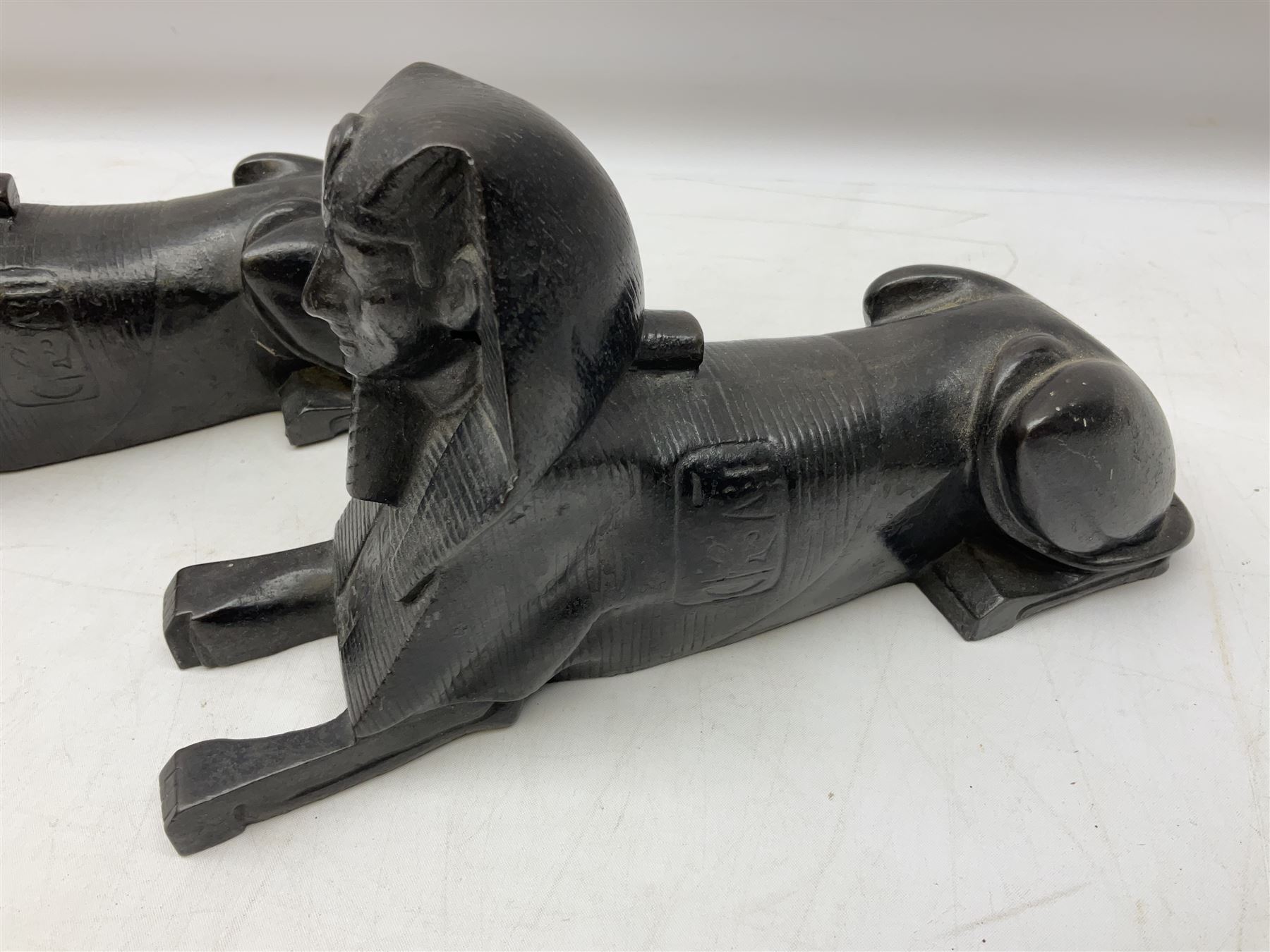 Pair of 20th century Egyptian cast metal sphinx models | Antiques ...
