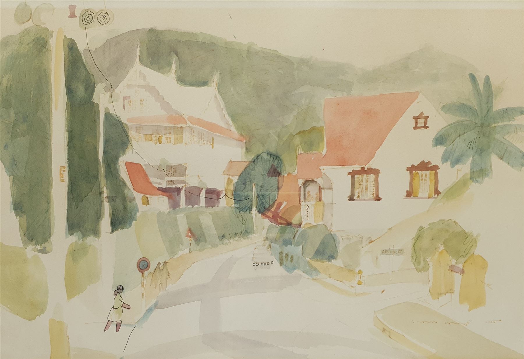 John Newel Lewis (British 1920-1991): Street in Trinidad | Paintings ...