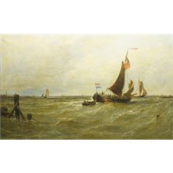 Edwin Hayes (Irish 1820-1904): French Fishing Boats off the Coast ...