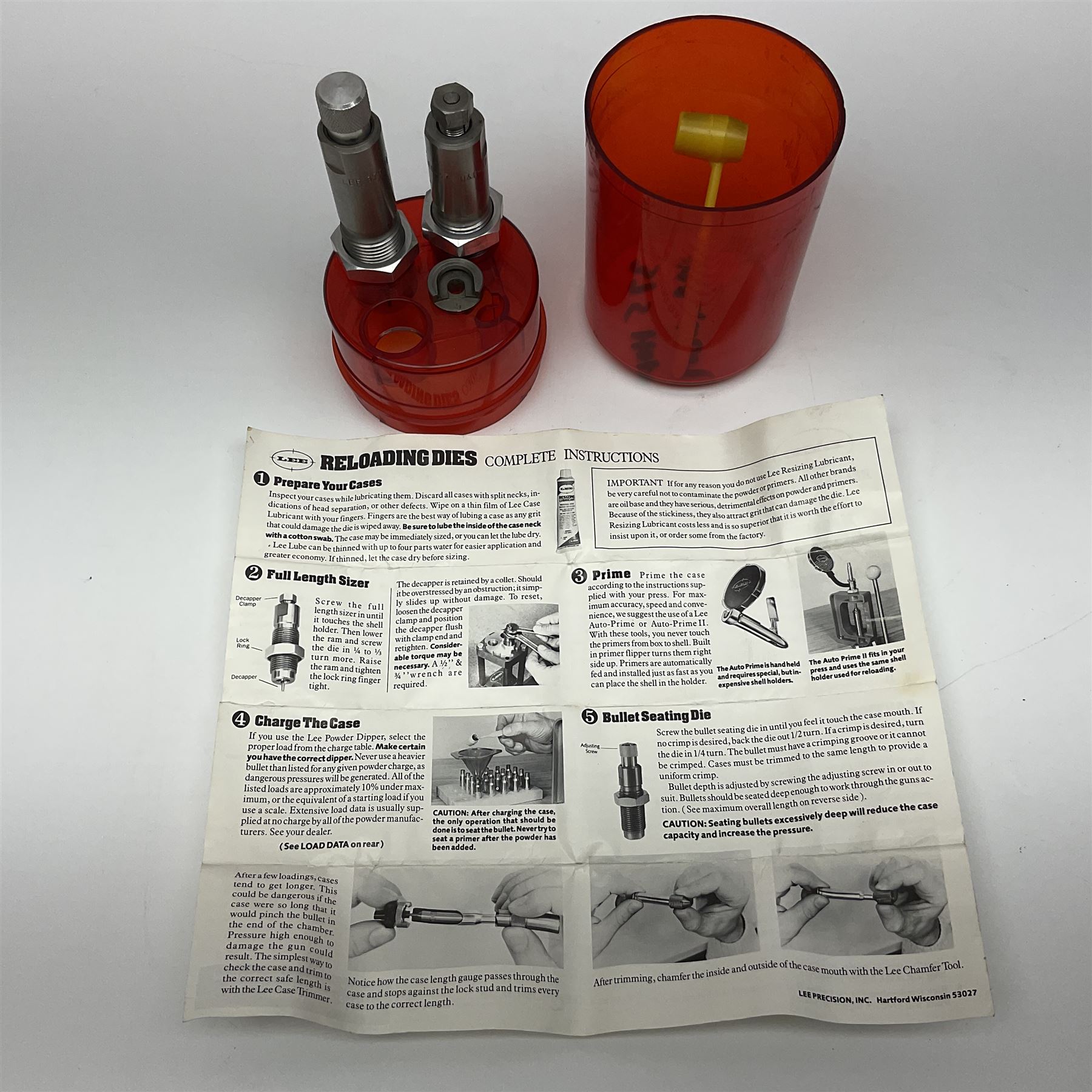 Three sets of reloading dies by Lee comprising .455 Webley, .303 ...