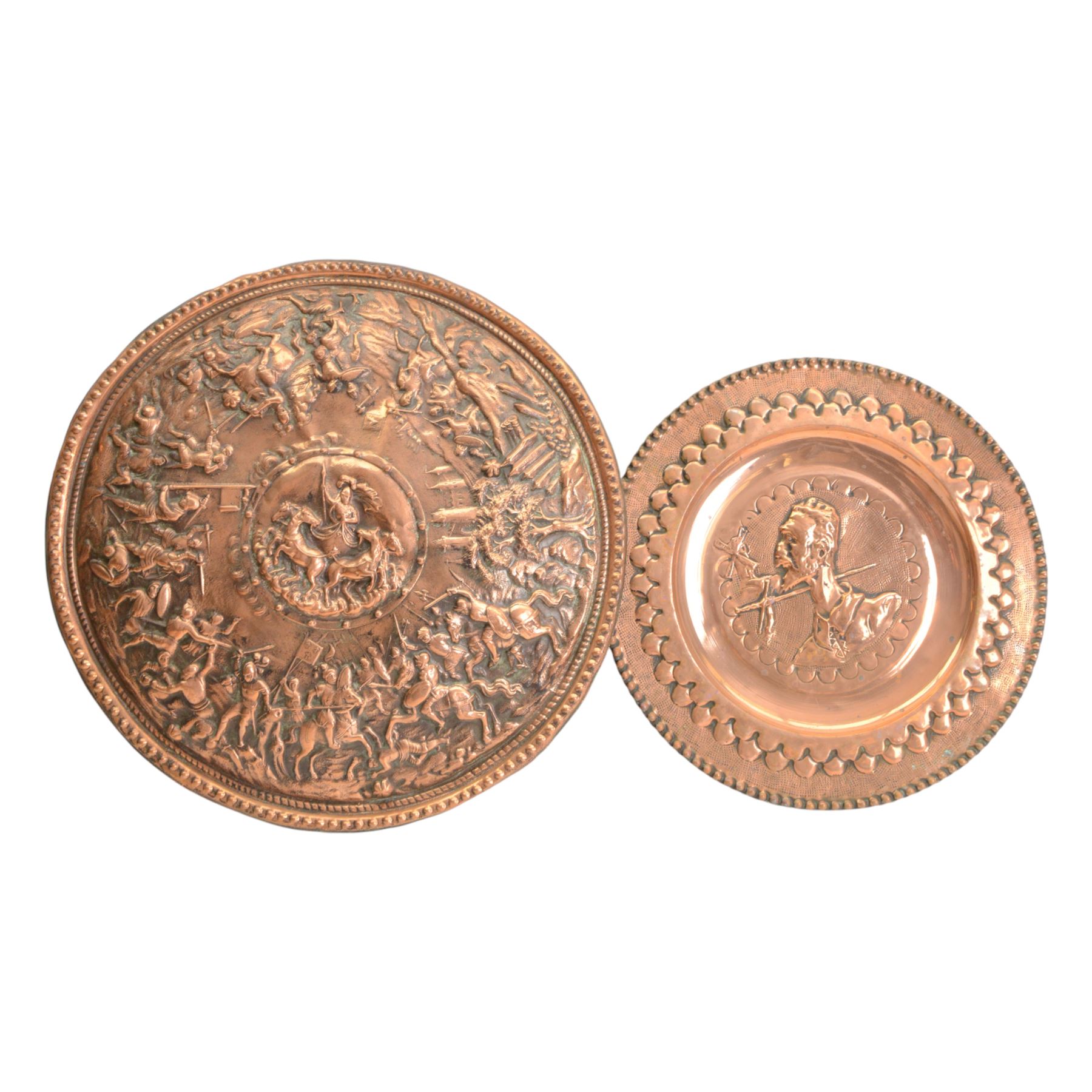 Two Spanish copper charger decorated with Don Quixote | Wood, Metal ...