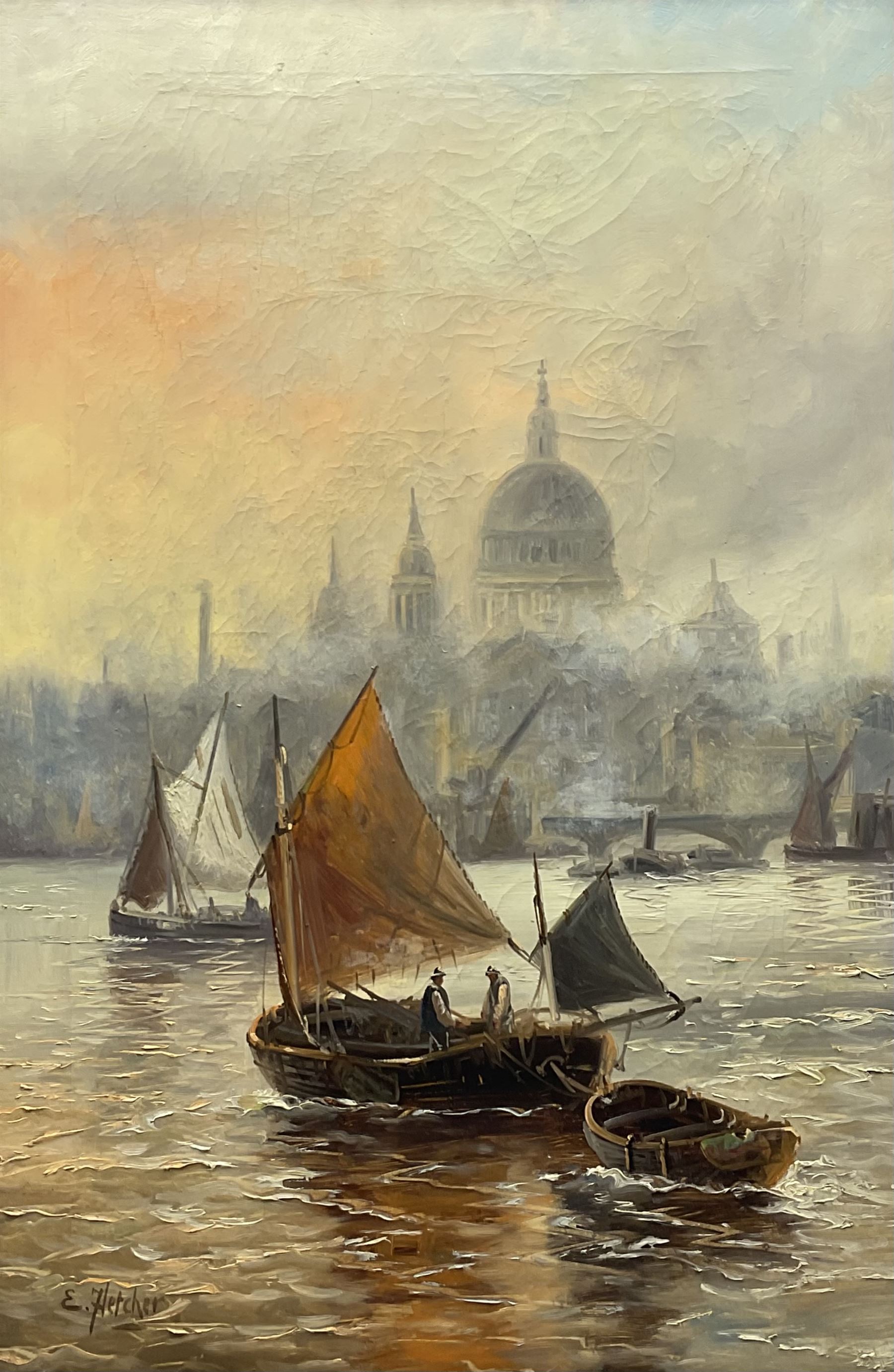 Edward Henry Eugene Fletcher (British 1851-1945): Thames River scene ...