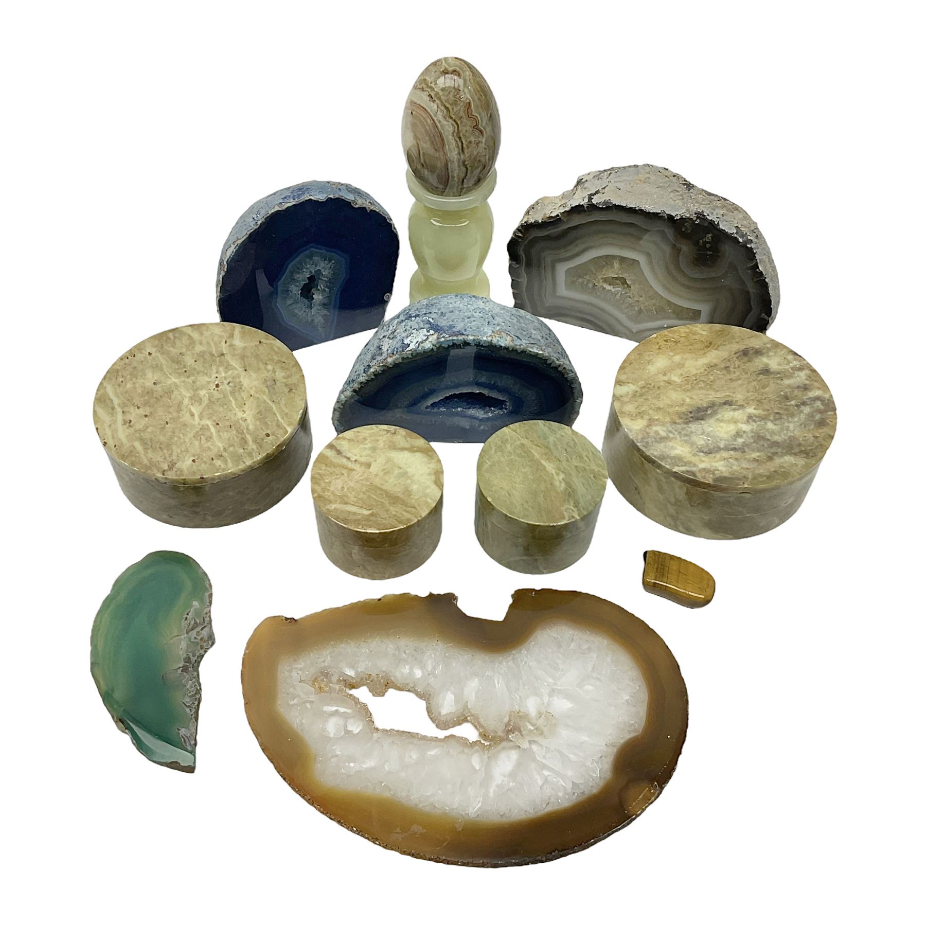 Three polished agate geodes | Wood, Metal & Other Decorative Objects ...