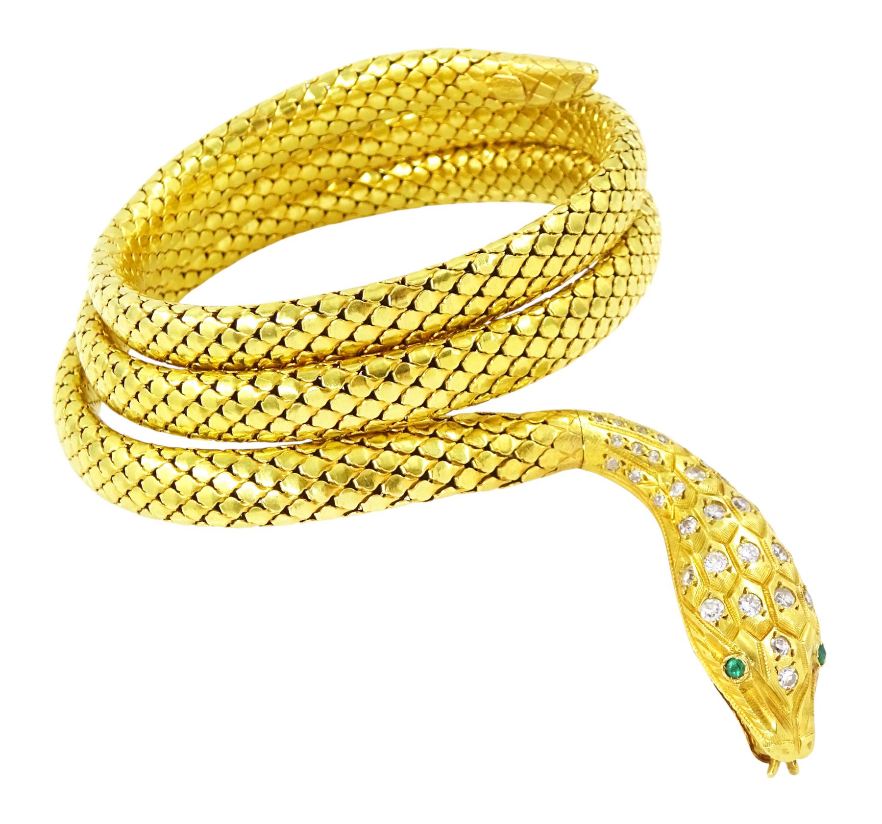 18ct gold coiled diamond snake bangle | Jewellery | 160577
