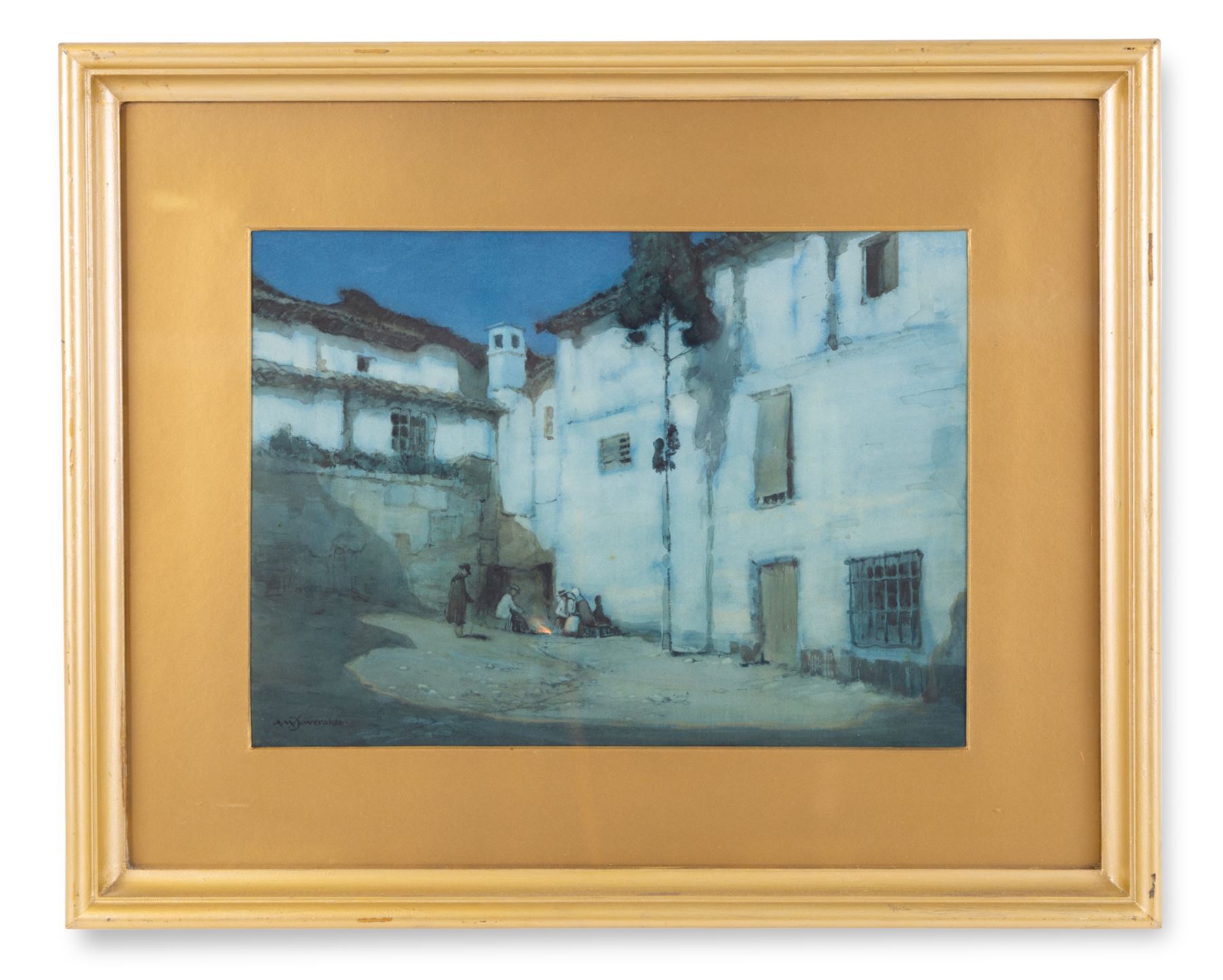 Albert Moulton Foweraker (British 1873-1942): Moonlit Spanish Courtyard ...