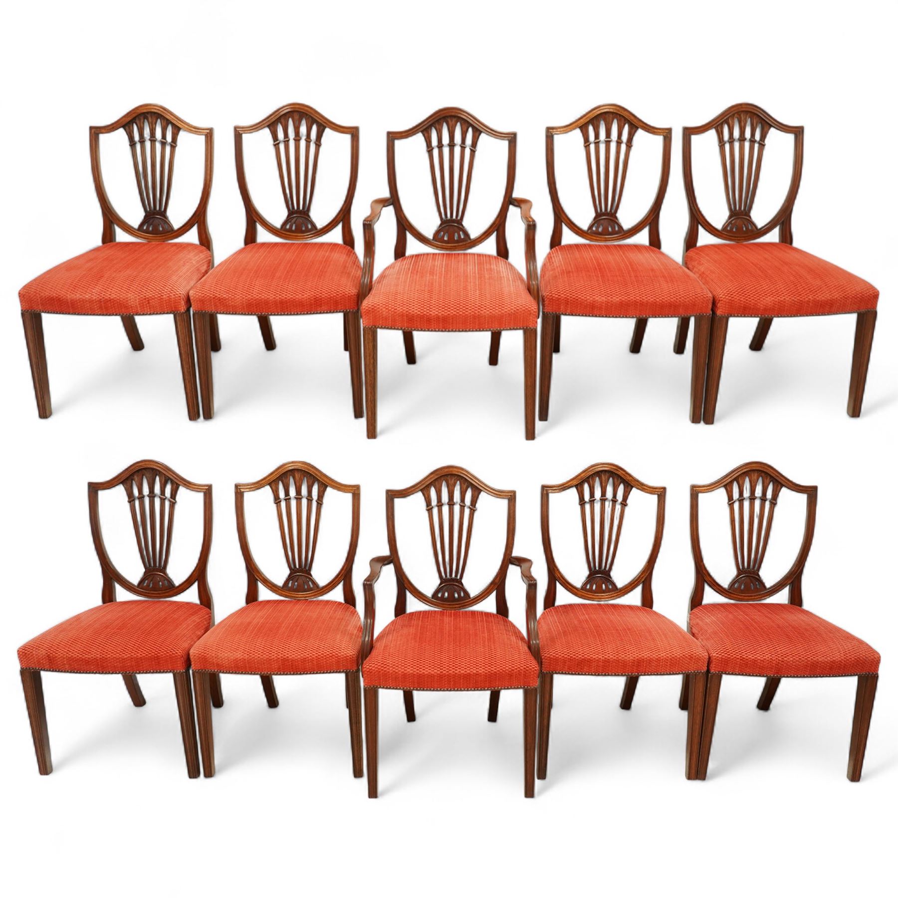 Set of ten Hepplewhite design mahogany dining chairs | Antique ...