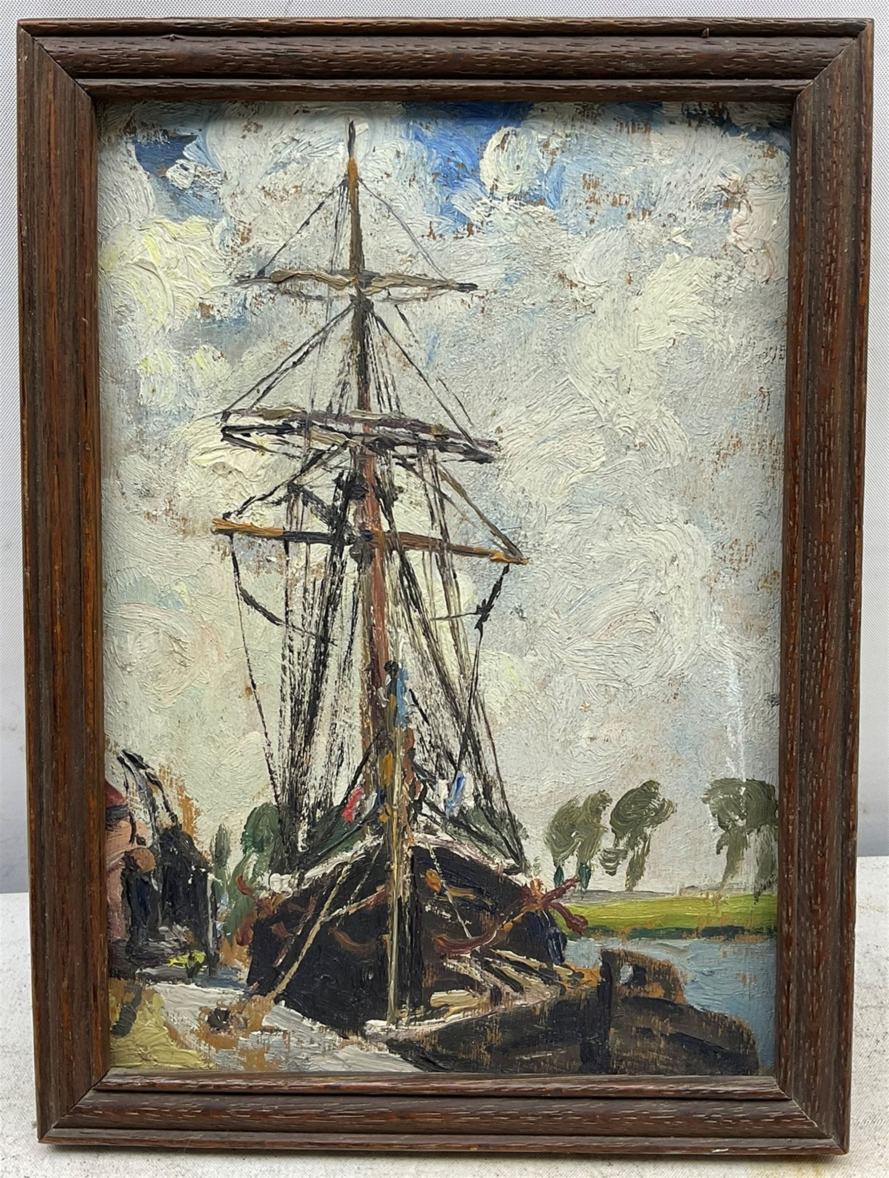 Alexander Jamieson (Scottish 1873-1937): Boat by the Quayside, oil on ...