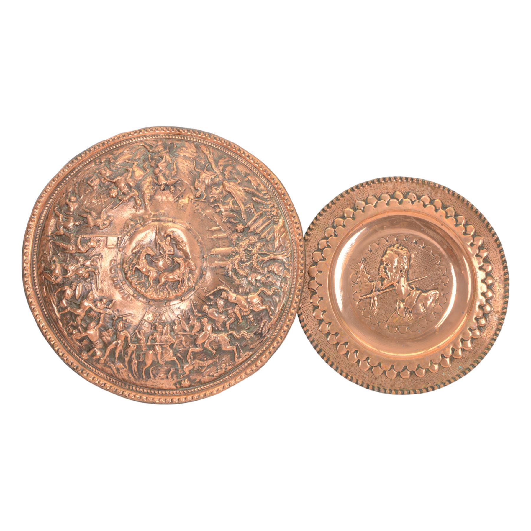 Two Spanish copper charger decorated with Don Quixote | Wood, Metal ...