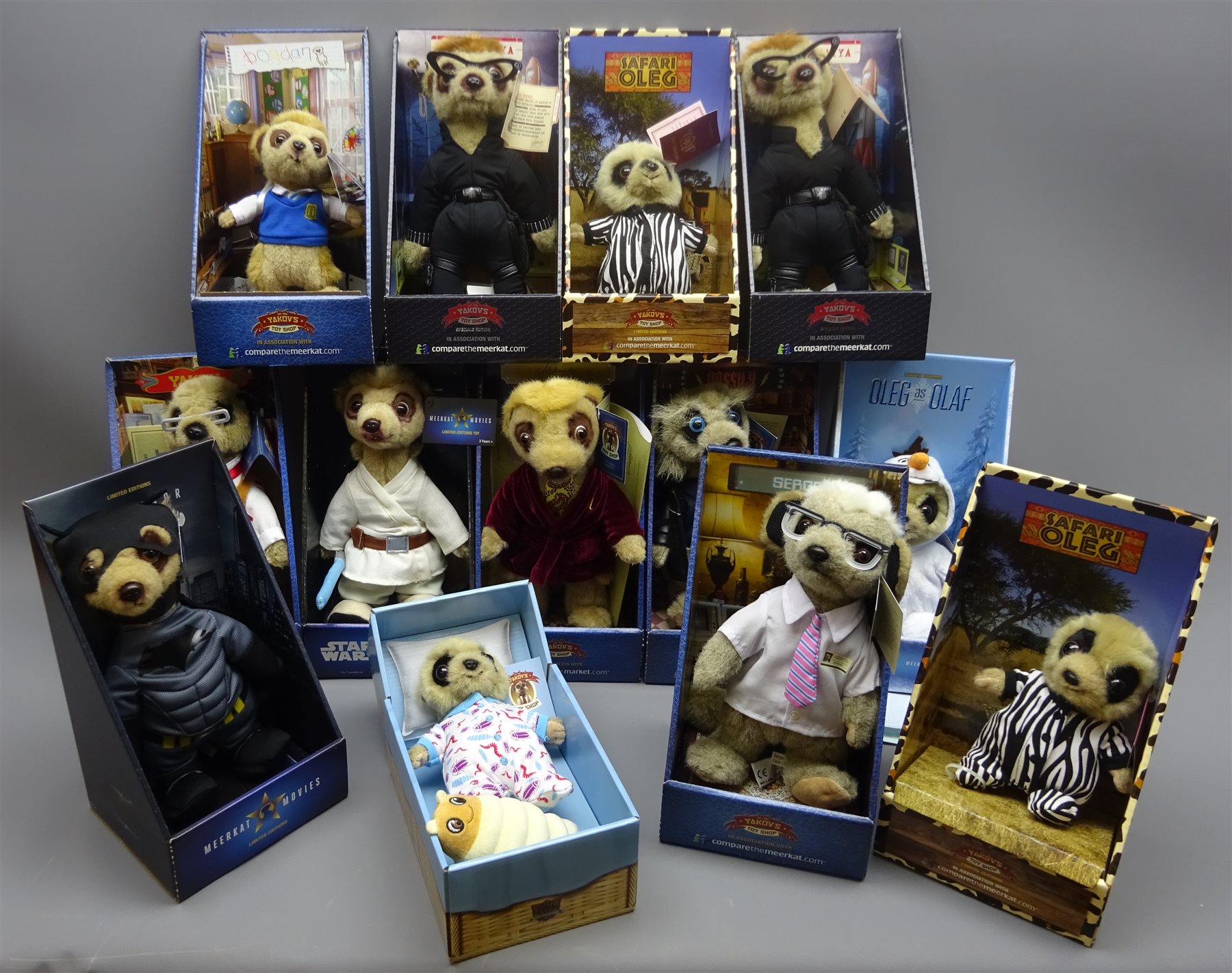 Twelve 'Compare The Market' promotional meerkat figures comprising ...
