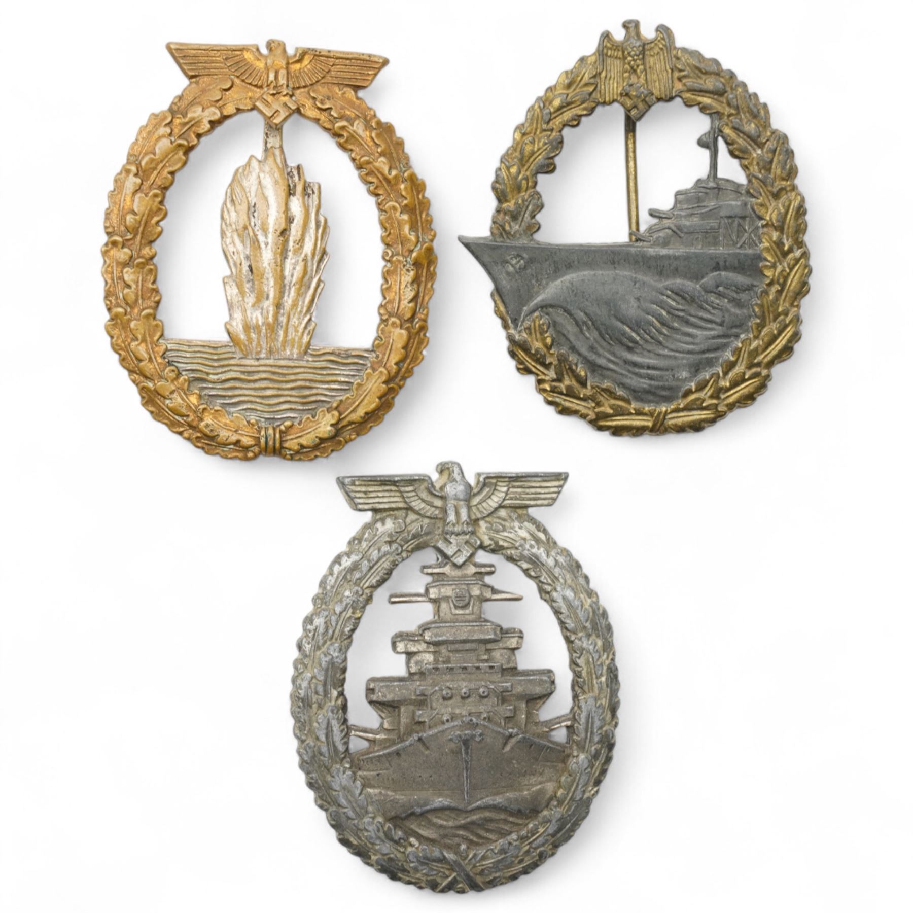 Five German Third Reich badges including High Seas Fleet War badge by ...