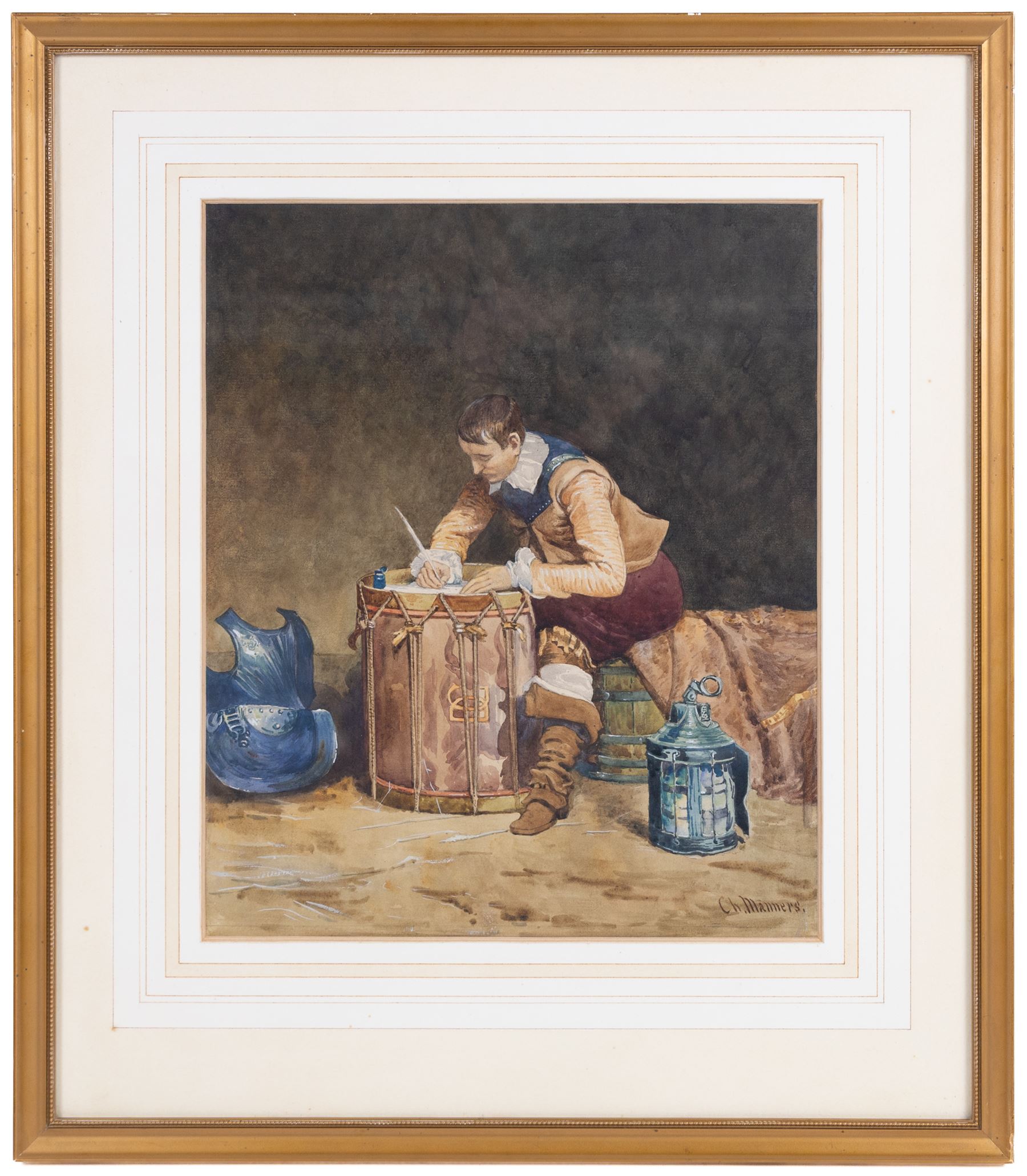 Charles Manners (British 19th Century): Gentleman Writing in the ...