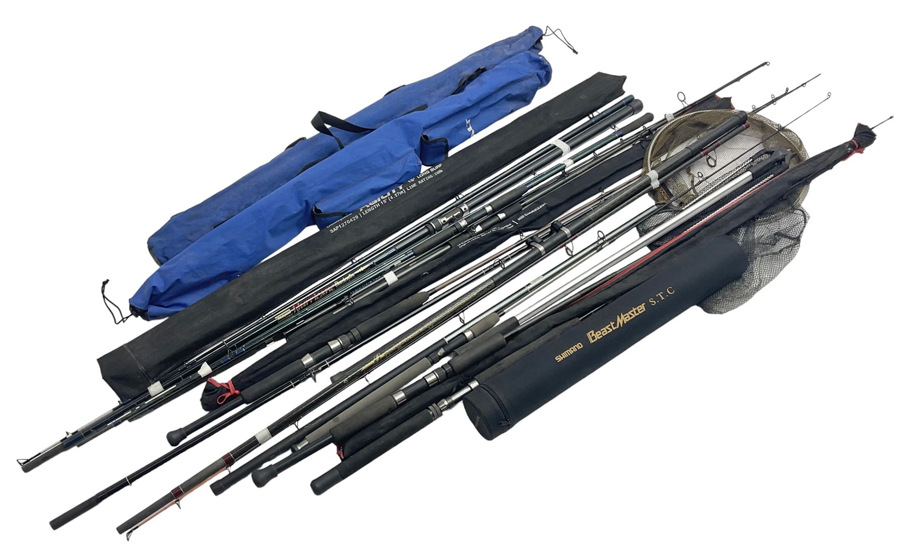 Quantity of fishing rods, poles and nets to include Shimano Beast ...