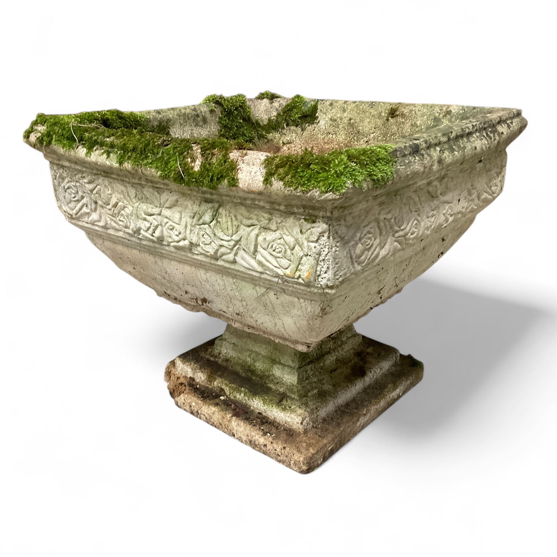 Pair of square cast stone urn planters | Planters, Statuary ...