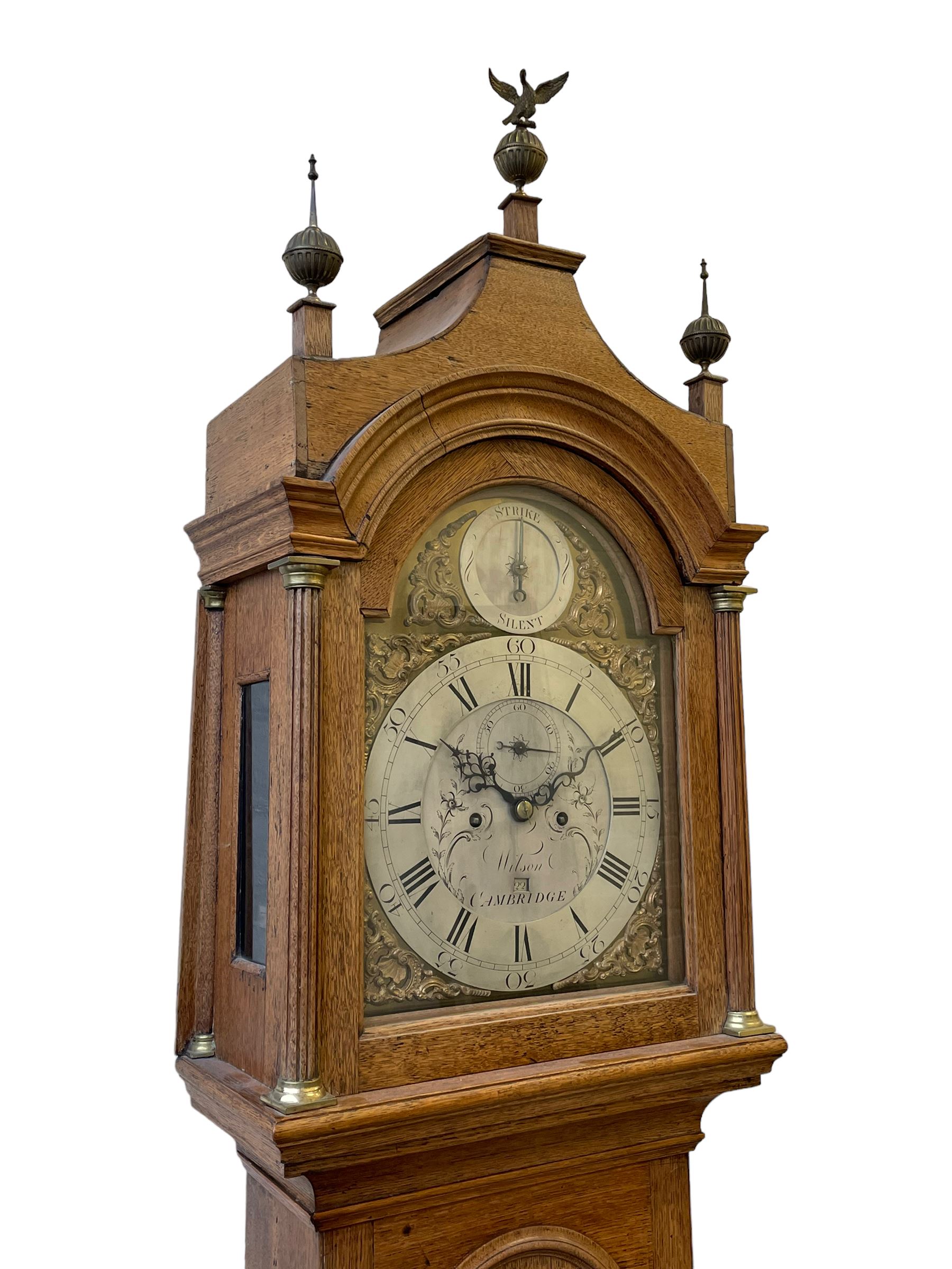 William Wilson of Cambridge - George III oak cased 8-day longcase clock ...