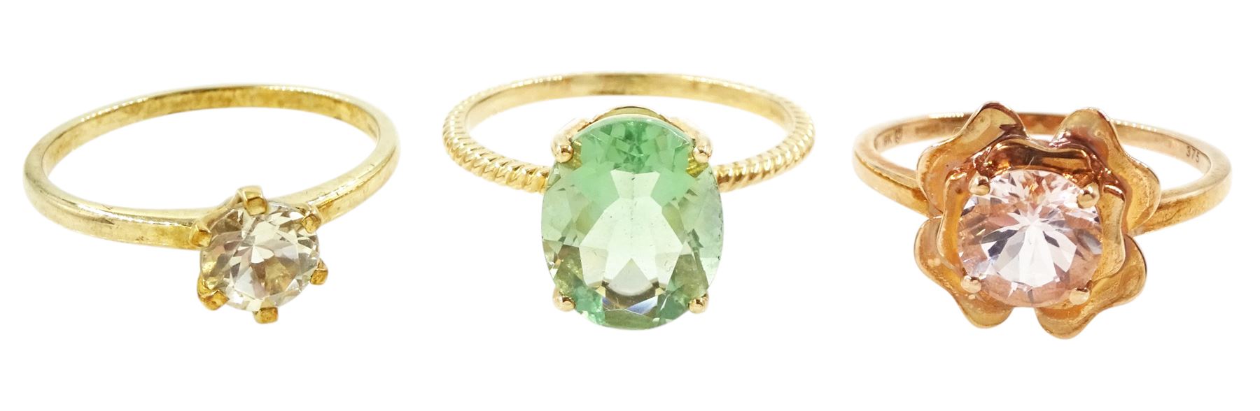 Three 9ct gold single stone set rings | Jewellery | 152364