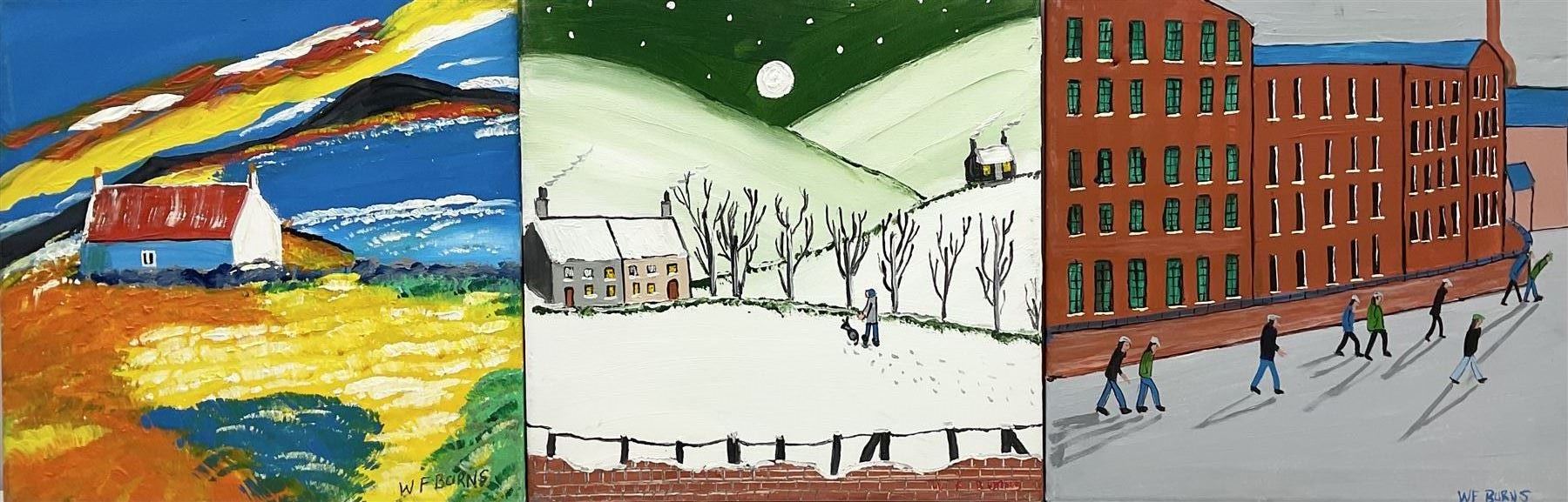 William Findley Burns (Northern British 1949-): 'Bute Cottage' 'Mill ...
