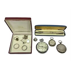 Silver fob watch and three silver rings | Wrist & Pocket Watches | 90322