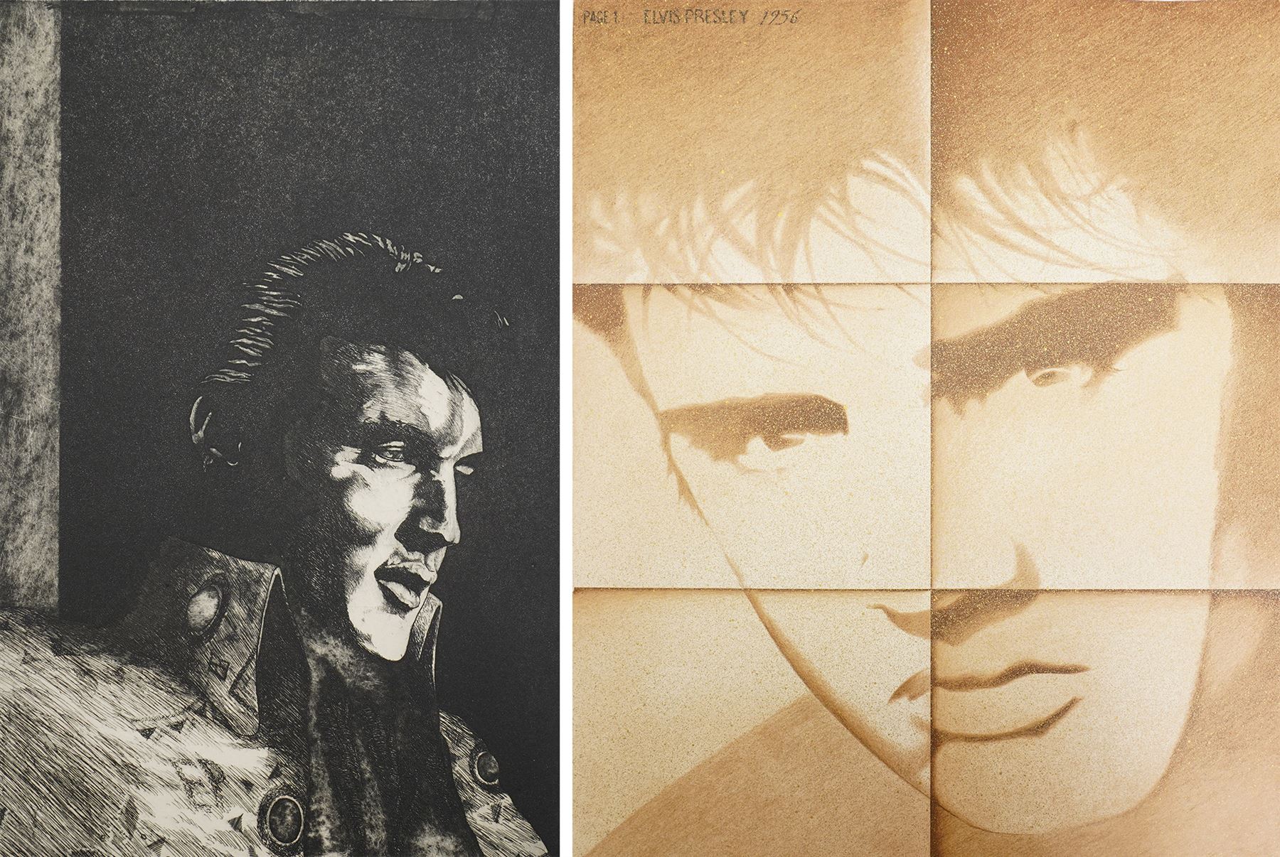 David Oxtoby (Yorkshire Pop Artist 1938-): Elvis Presley - 'Golden Years' and 'Boss Man ...