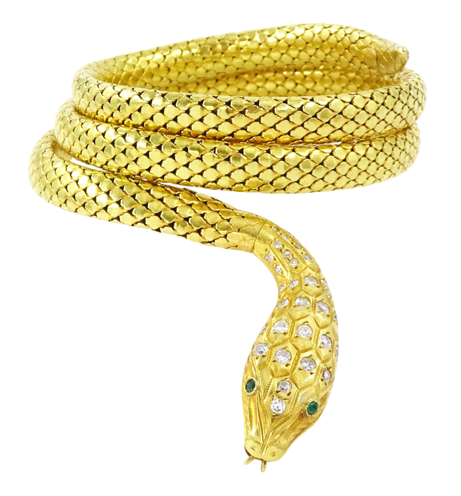 18ct gold coiled diamond snake bangle | Jewellery | 160577