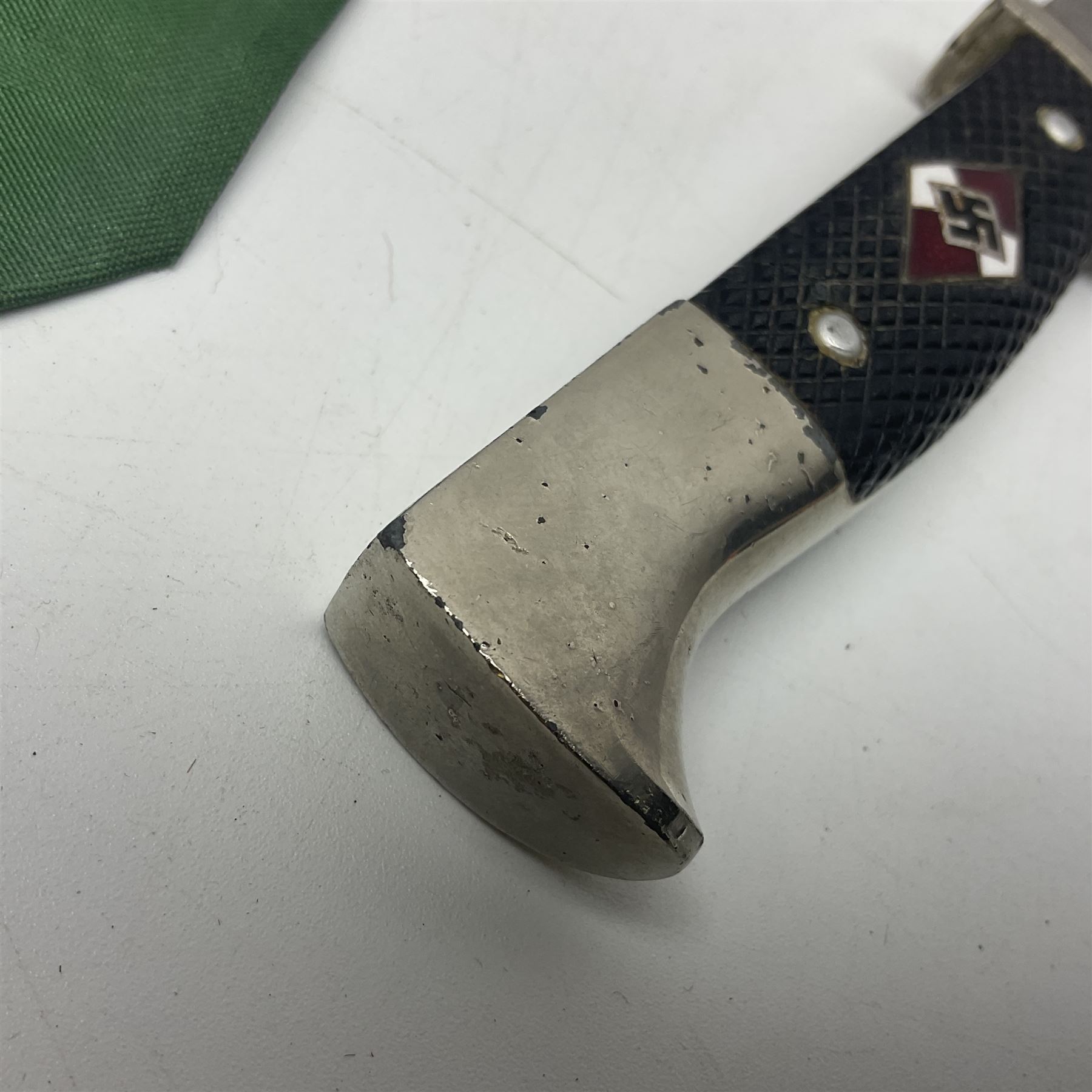 Hitler Youth style knife, the 14cm steel blade marked to either side of ...