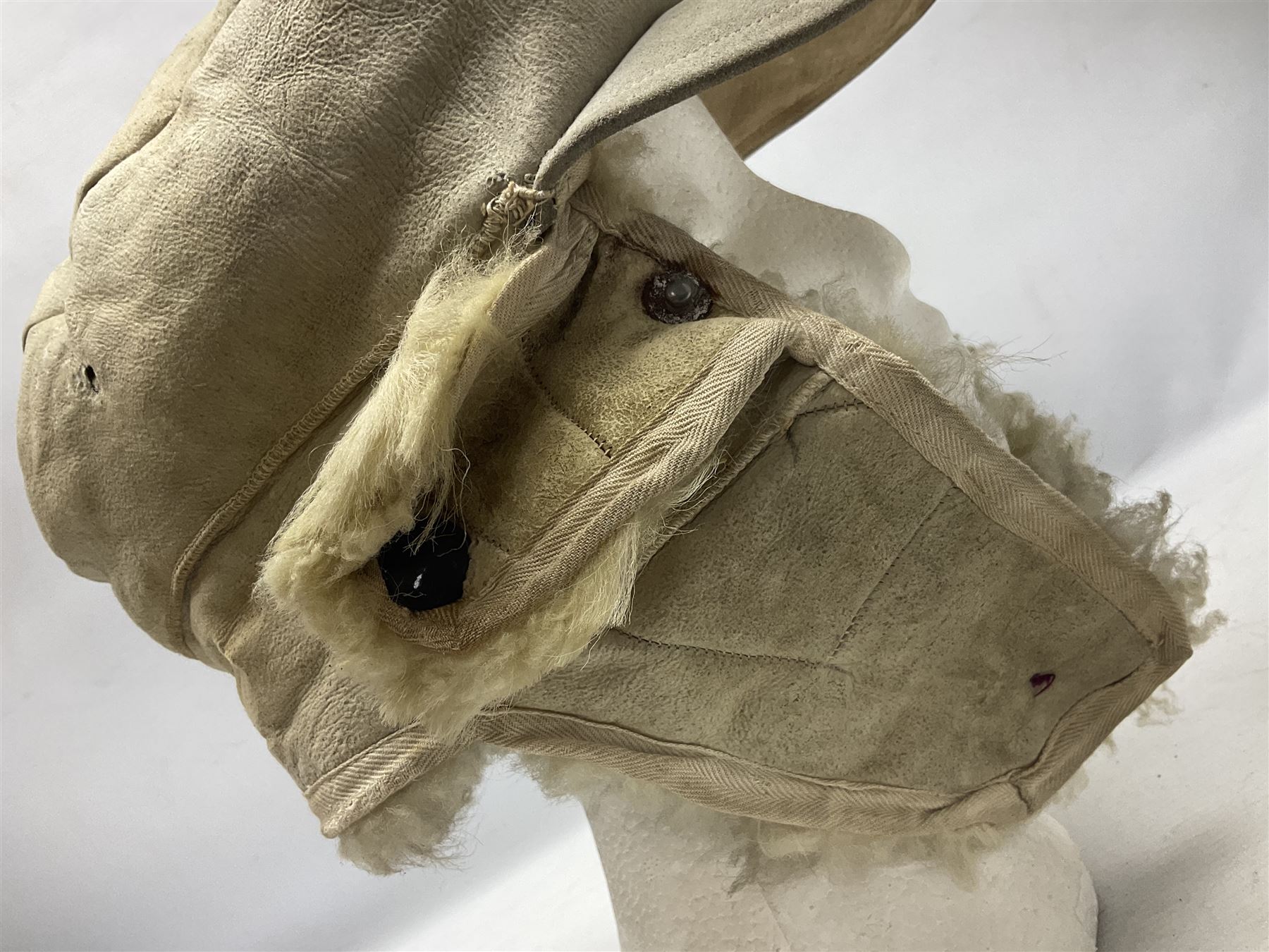 WW2 German Luftwaffe winter or Eastern Front fur cap with fold-down ear ...