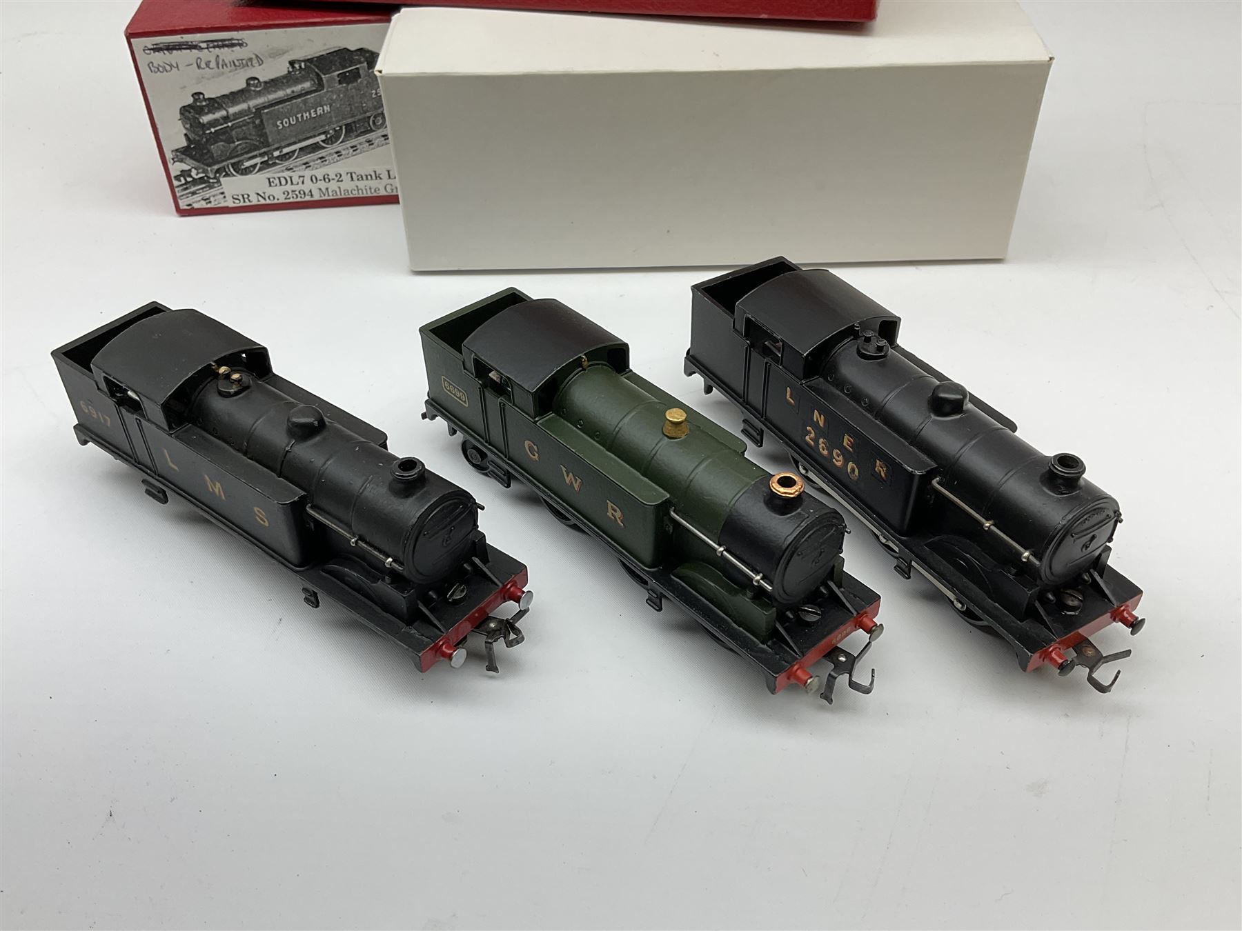 Hornby Dublo - three re-painted Class N2 0-6-2 Tank locomotives ...