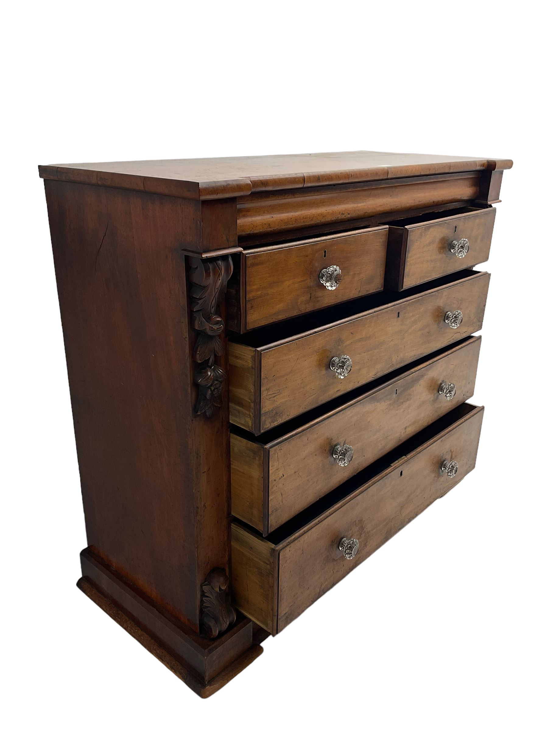 Victorian mahogany chest, fitted with secret frieze drawer above two ...