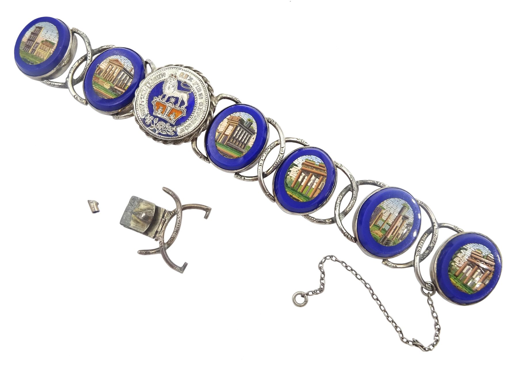 19th century micromosaic oval link bracelet | Jewellery | 47626