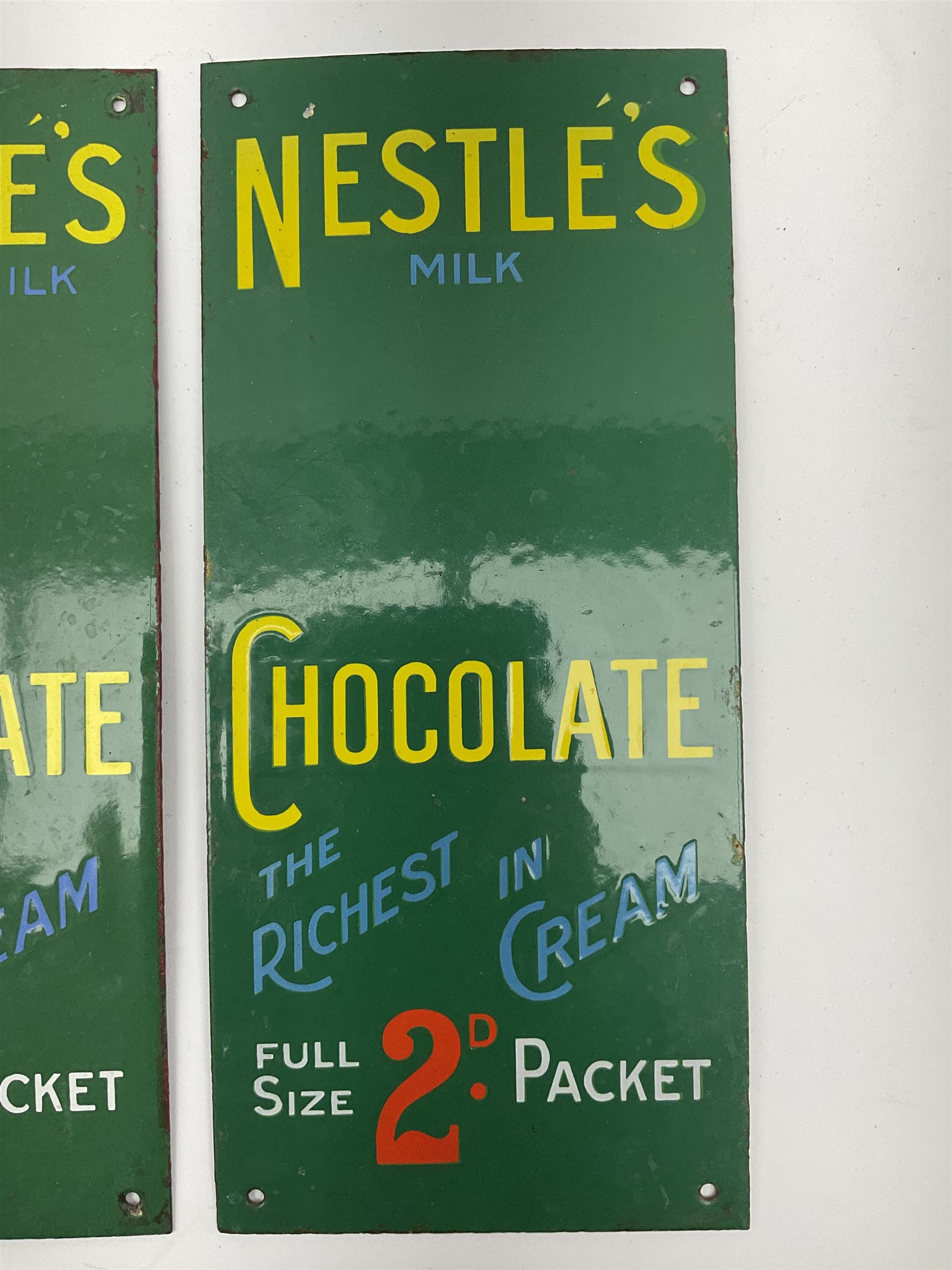 Two green enamel vending machine signs 'Nestle's Milk C | Railwayana ...