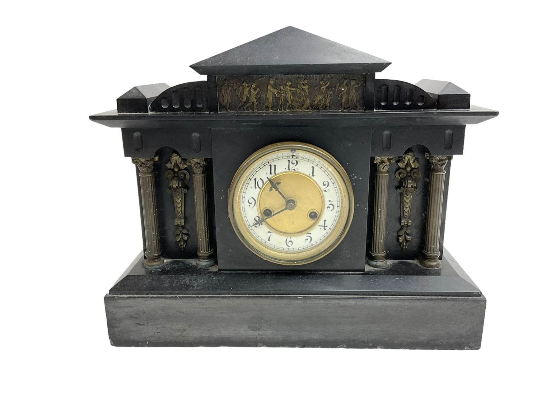 Slate mantle clock c1890 with an American “Waterbury” eight-day spring ...