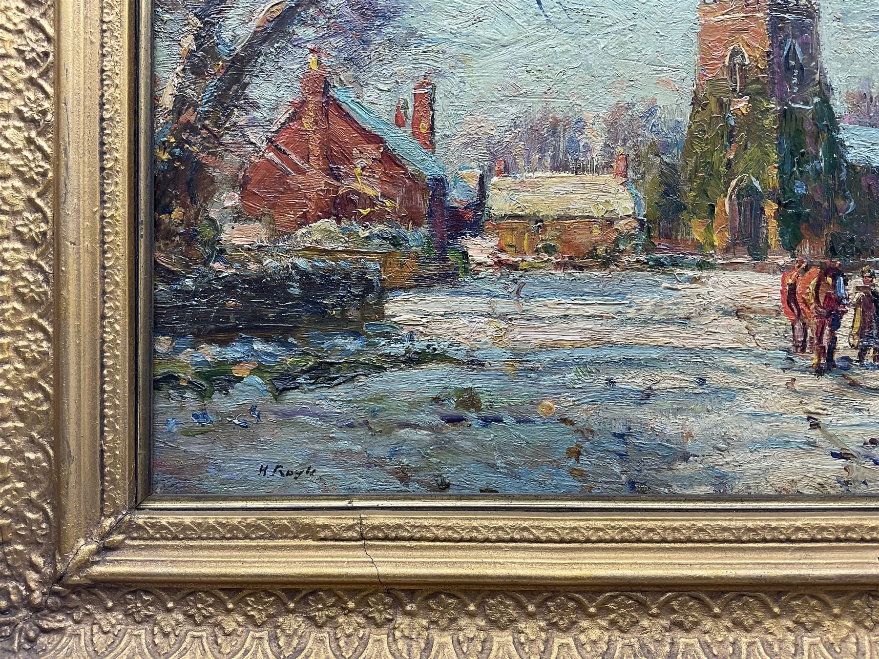 Herbert F Royle (British 1870-1958): Snow in a Wharfedale Village ...