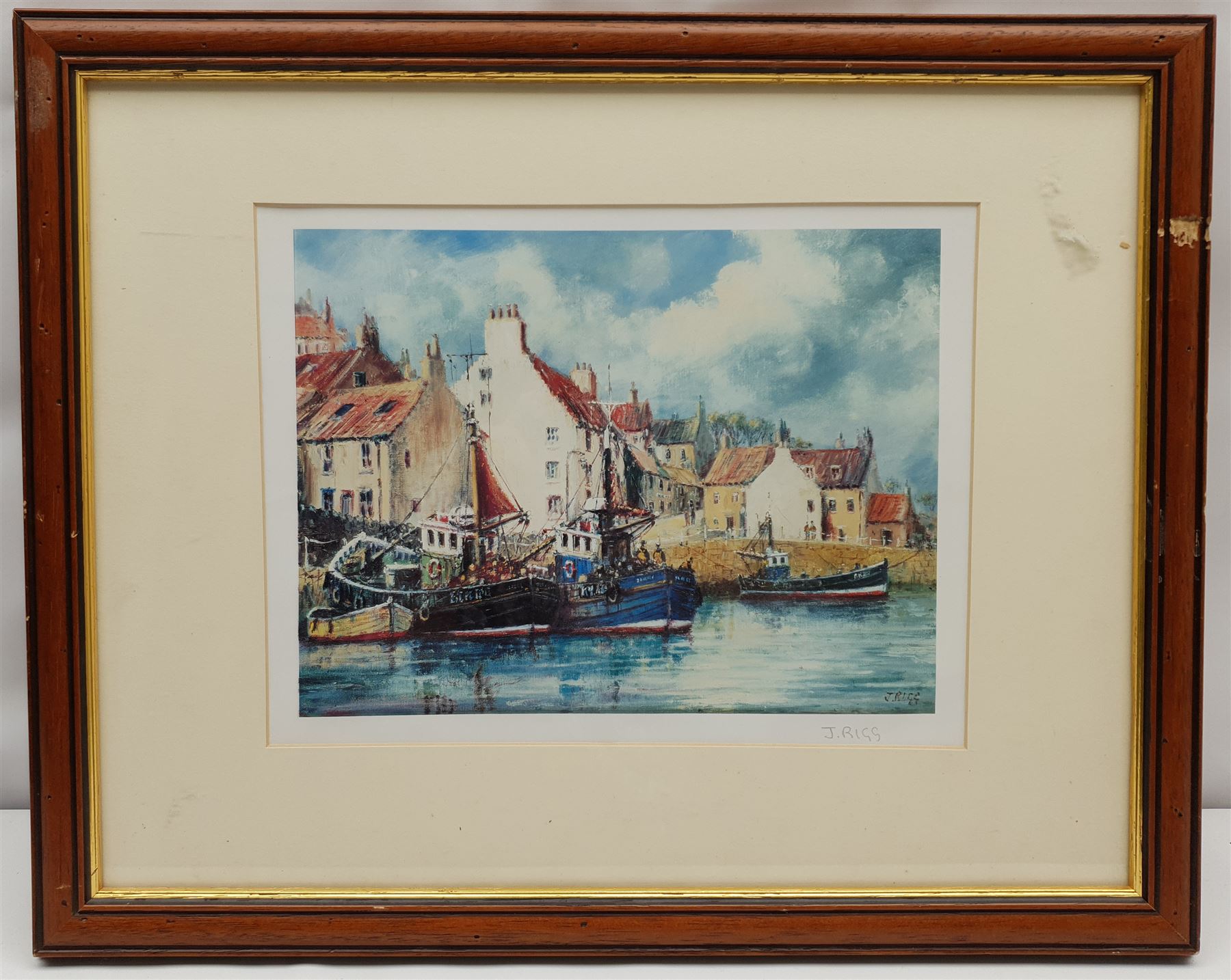 Jack Rigg (British 1927-): Scottish Harbour, colour print signed in ...