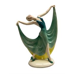 Early 20th century Hertwig Katzhütte figure of an Art Deco lady dancing ...