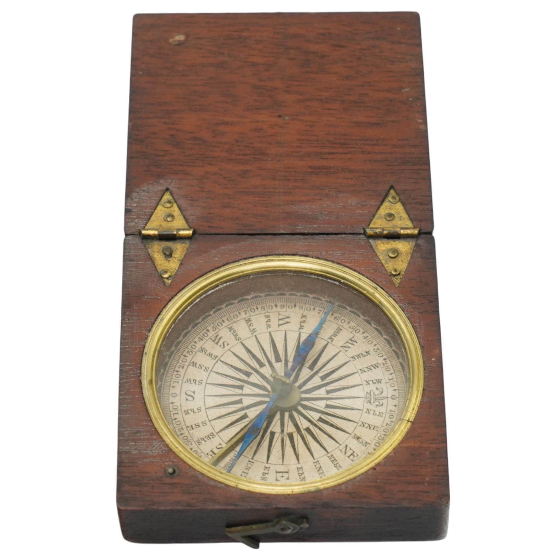 19th Century-magnetic navigational sailors compass in a square mahogany ...