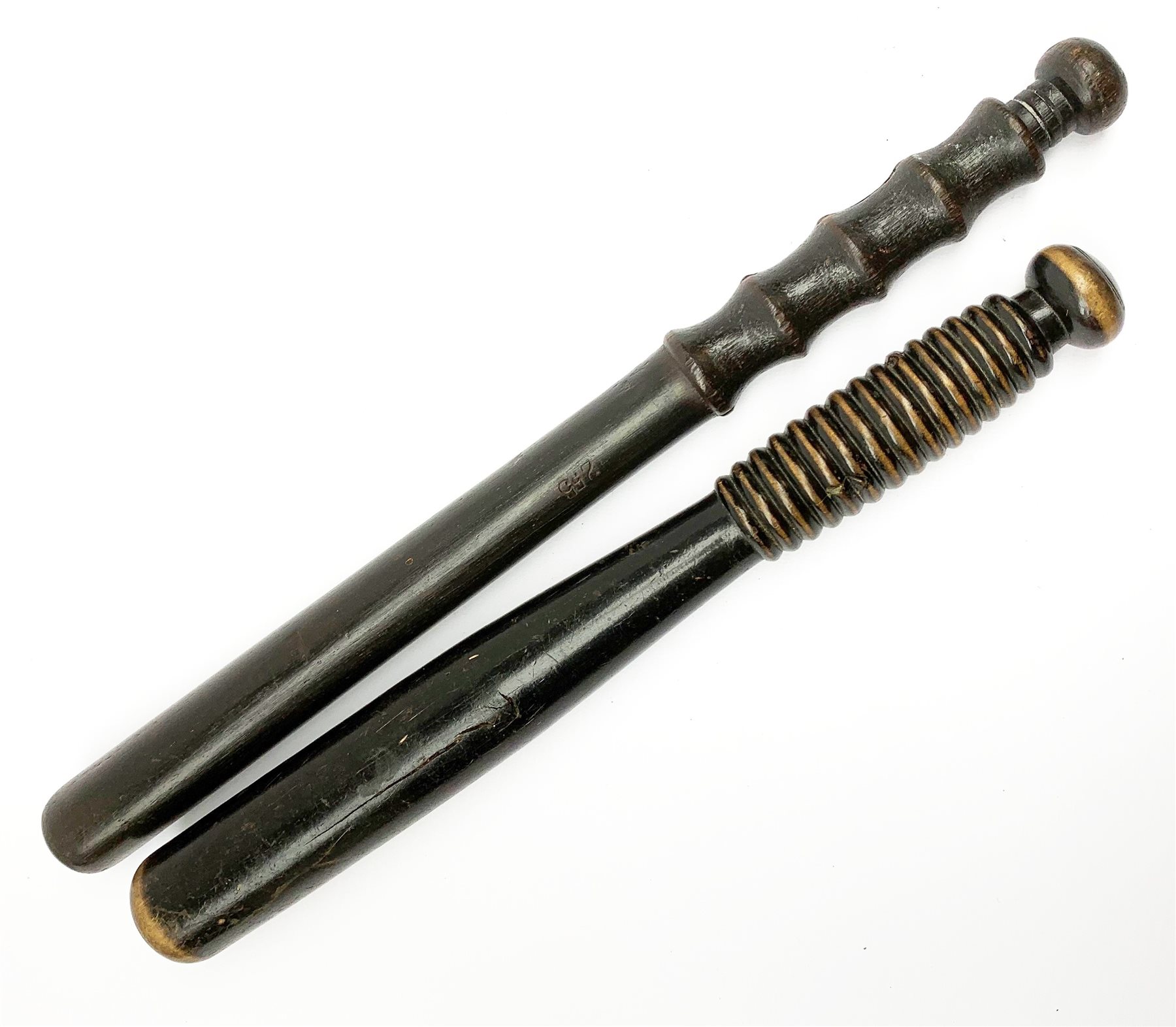 19th century truncheon decorated with a crown above G.R. over a boar's ...