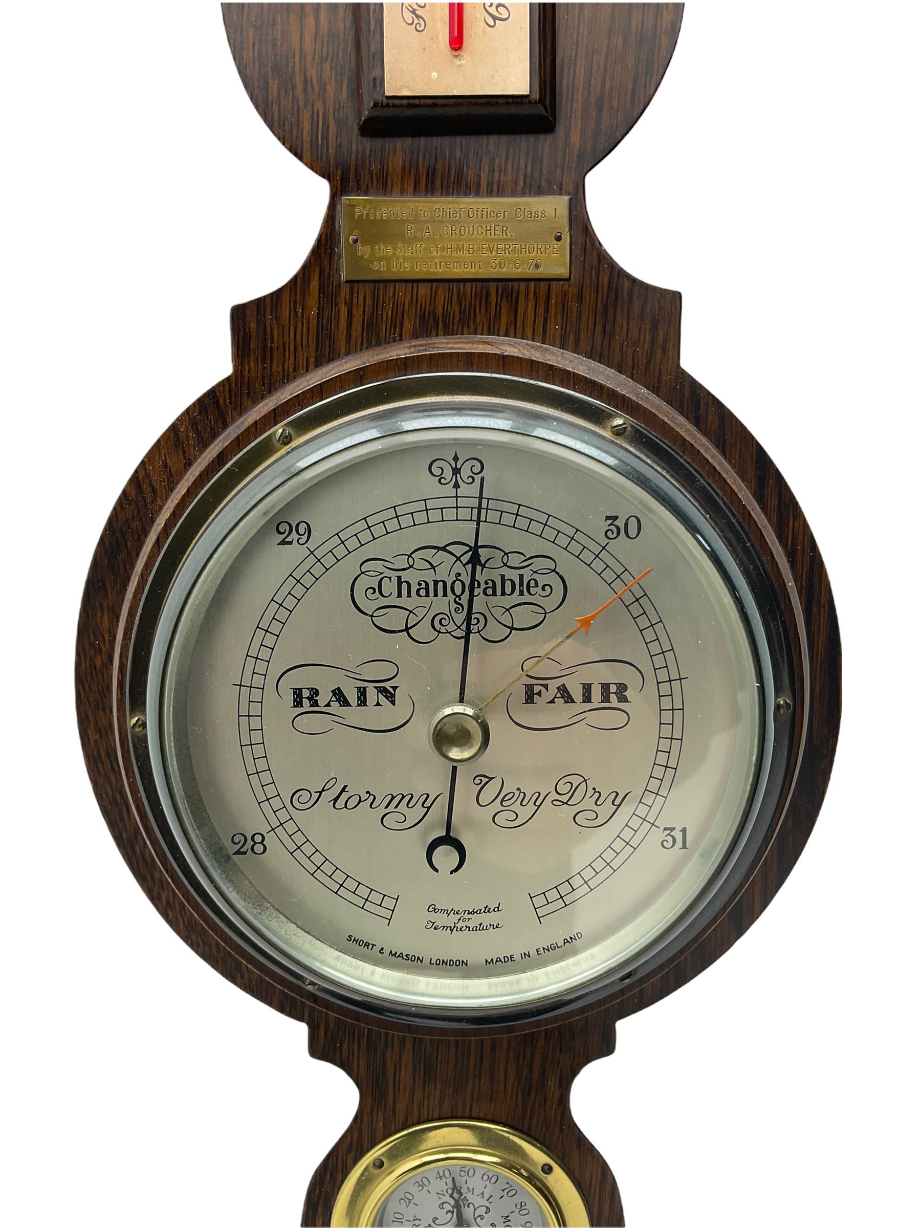 A 20th century Short & Mason compensated aneroid barometer with a 5 ...
