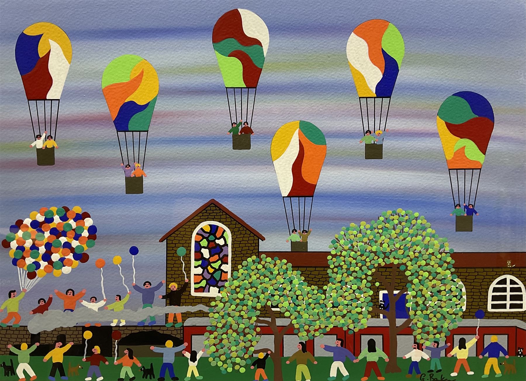 Gordon Barker (British 1960-): 'Celebrate', acrylic on paper signed ...