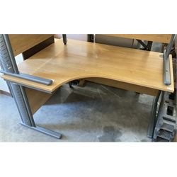 Two light oak and grey metal left hand office desks | Commercial Assets ...