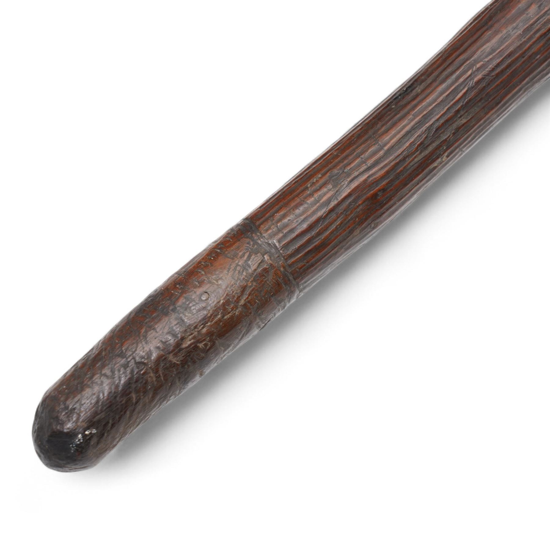 Aboriginal club with bulbous end carved with small tria | Wood, Metal ...