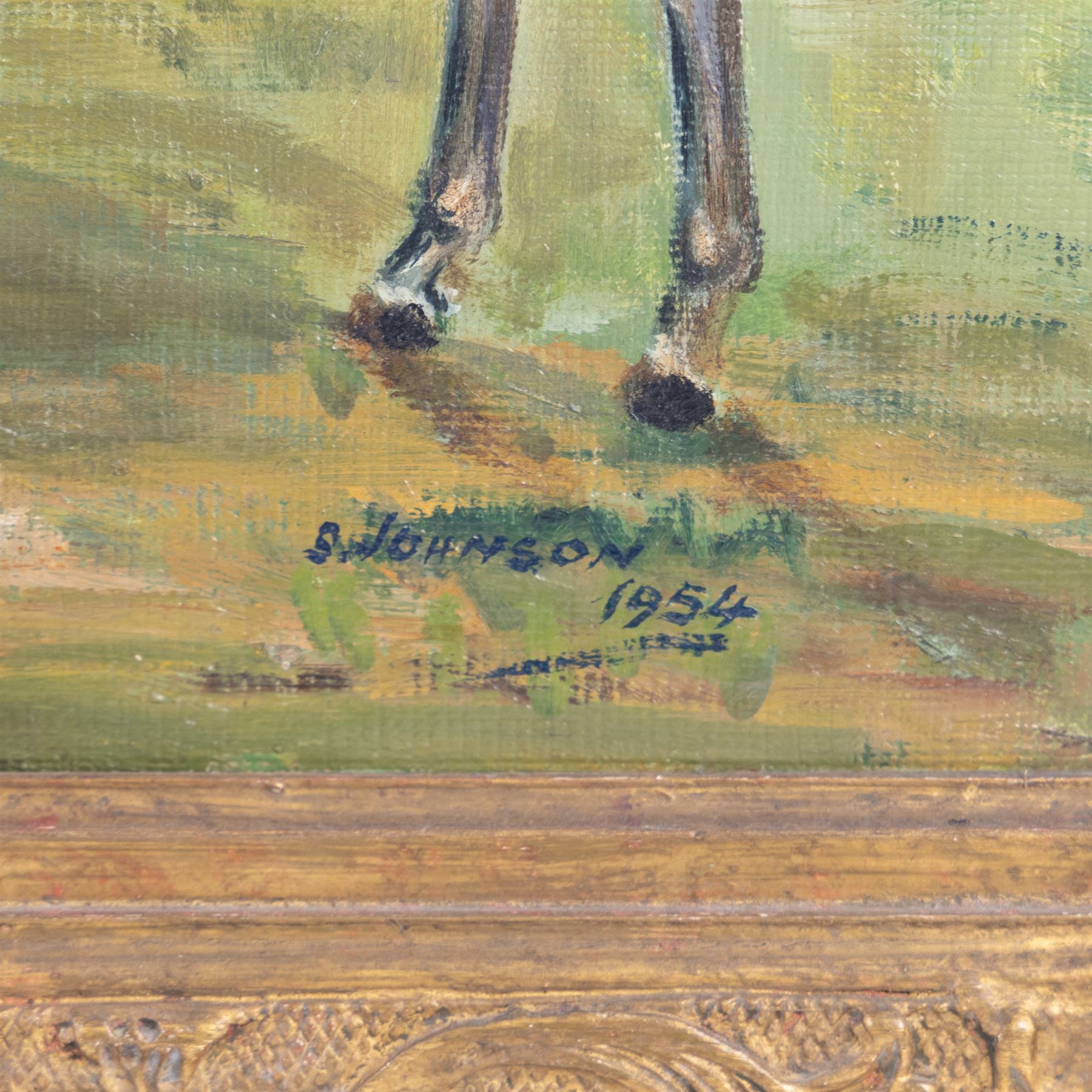 S Johnson (British Mid-20th Century): Grey Horse in the Field ...